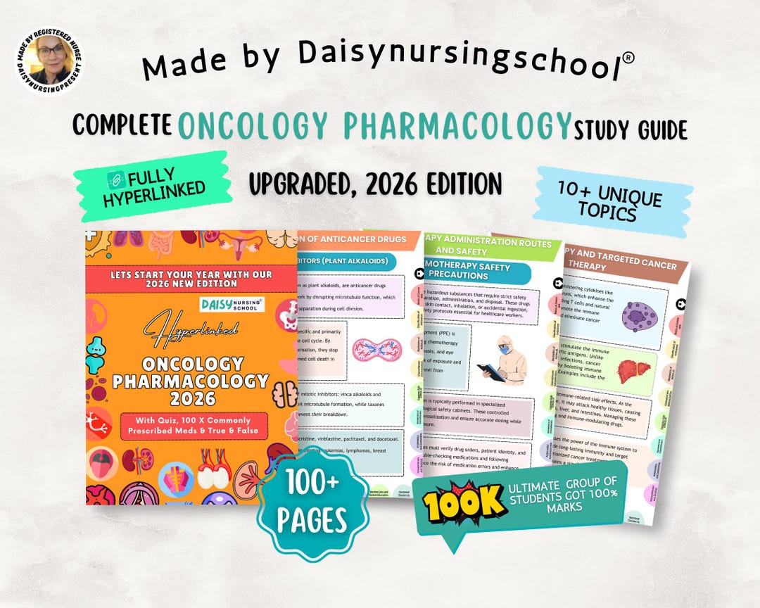 Oncology Pharmacology Notes Bundle: UPGRADED 100+ Pages, Hyperlinked ...