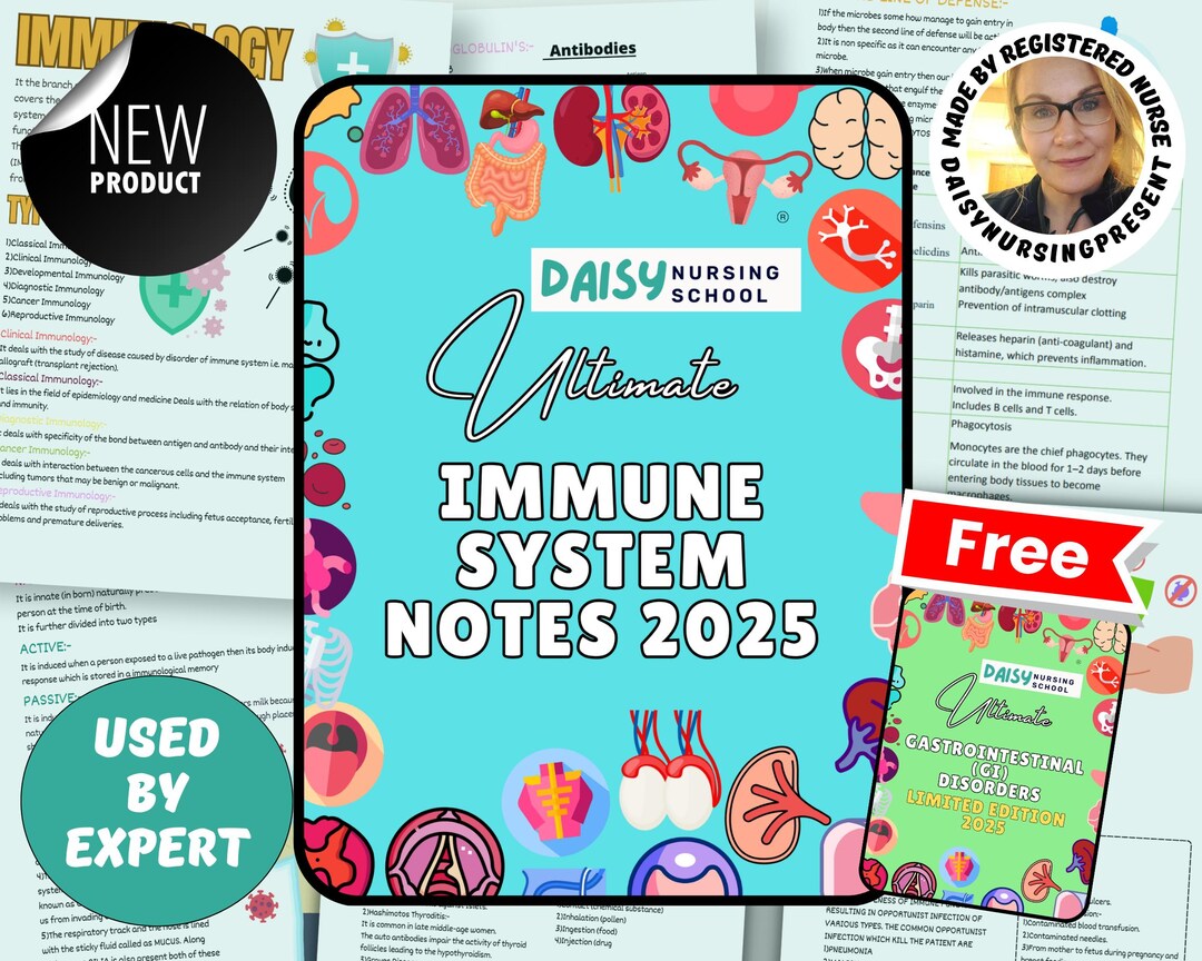 Immunology Nursing Notes: Immune System Study Guide (digital Download ...