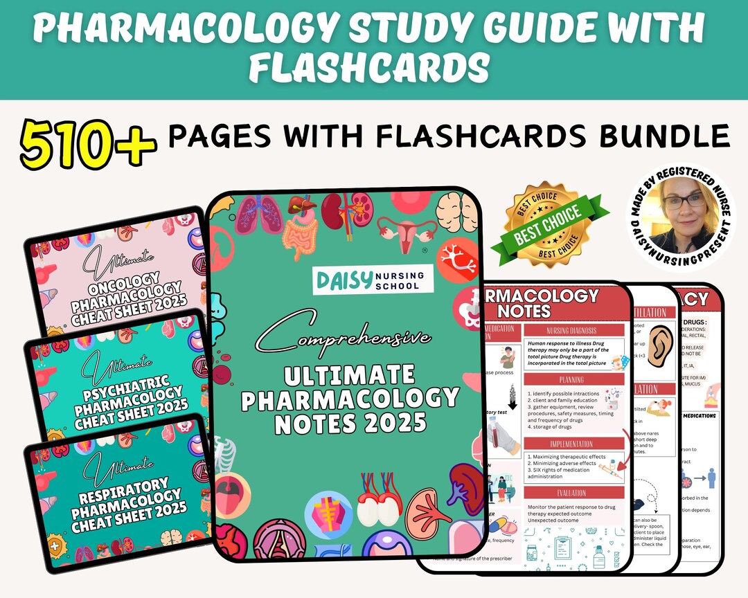 MEGA BUNDLE: Pharmacology Study Guide With FLASHCARDS, Pharmacology ...