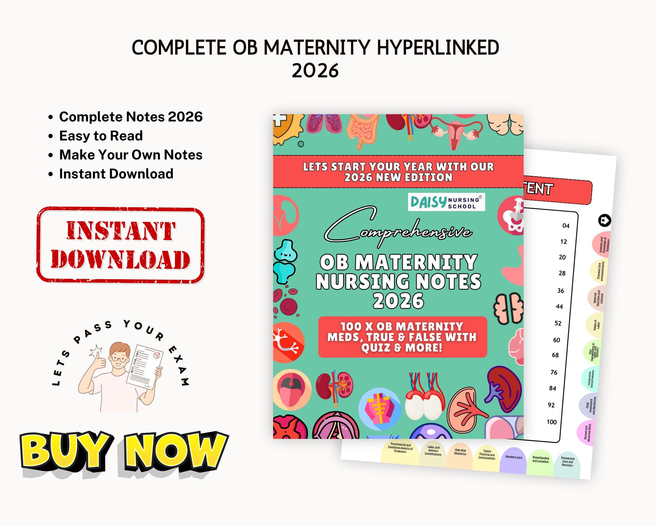 OB Maternity Nursing Notes: Study Guide Bundle, 220+ Pages Hyperlinked ...
