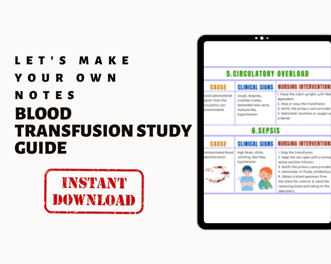 Blood Transfusion Nursing Study Guide Nursing Bundle Nursing - Etsy