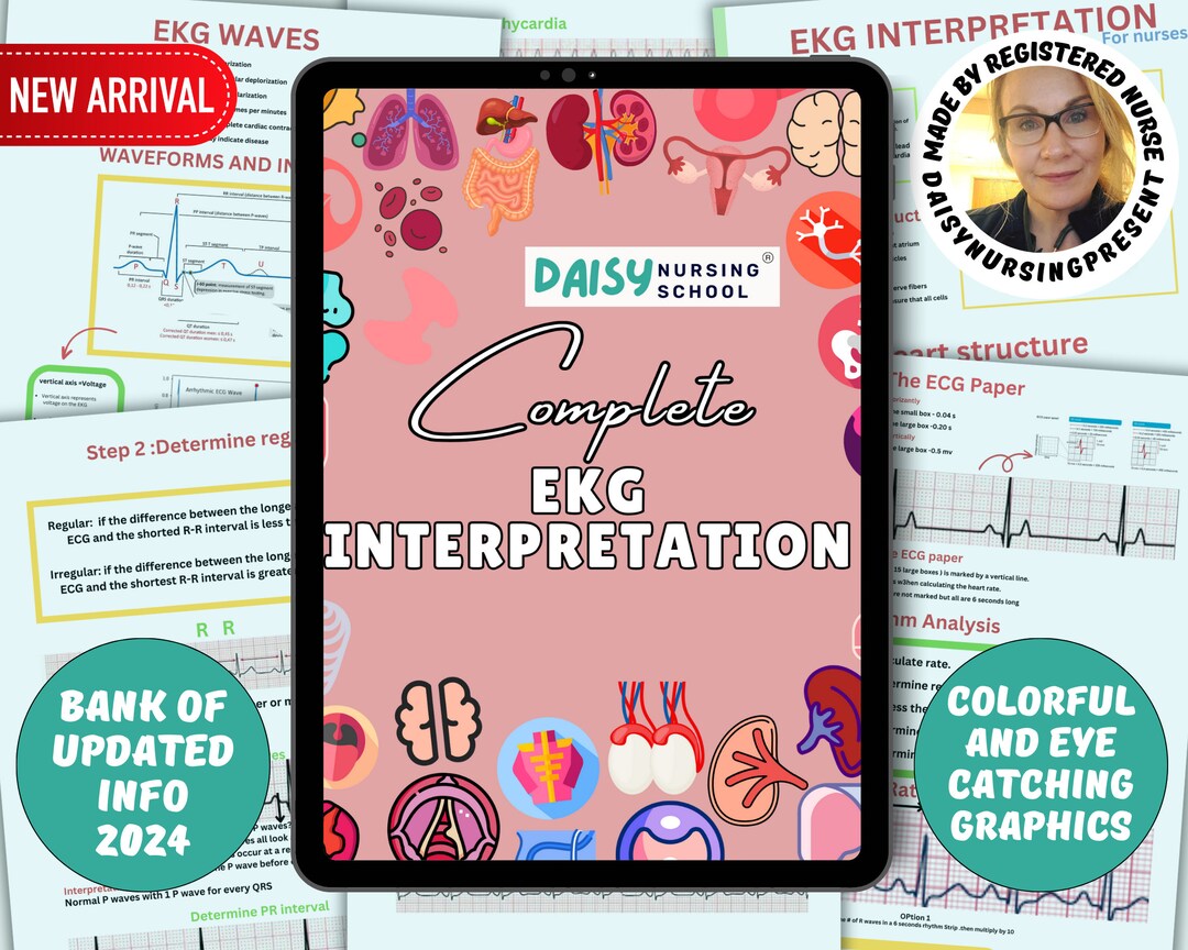EKG Interpretation Nursing Study Guide: Cardiac Rhythms Cheat Sheet ...
