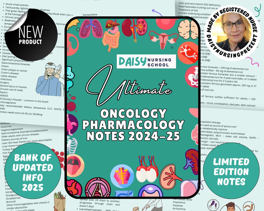 Oncology Pharmacology Nursing Bundle Notes, 60+ Pdf Pages NCLEX Notes ...