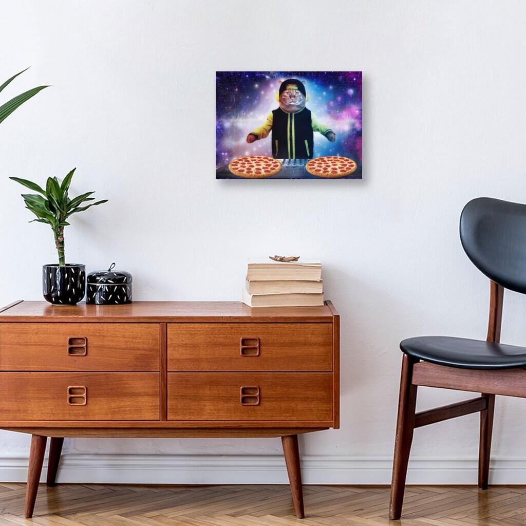 Cat Pizza DJ Canvas Space Cat Canvas Cool Canvas - Etsy