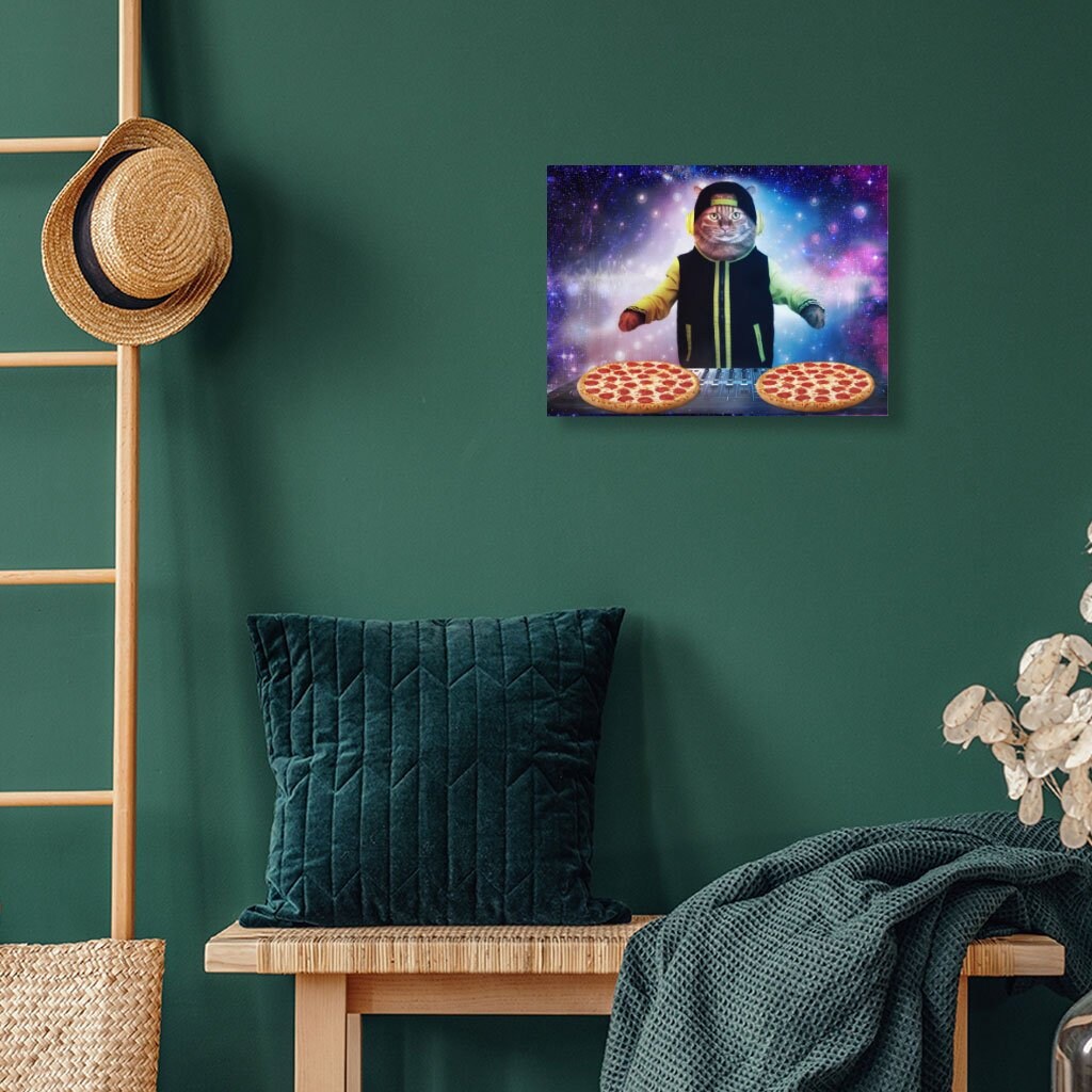 Cat Pizza DJ Canvas Space Cat Canvas Cool Canvas - Etsy