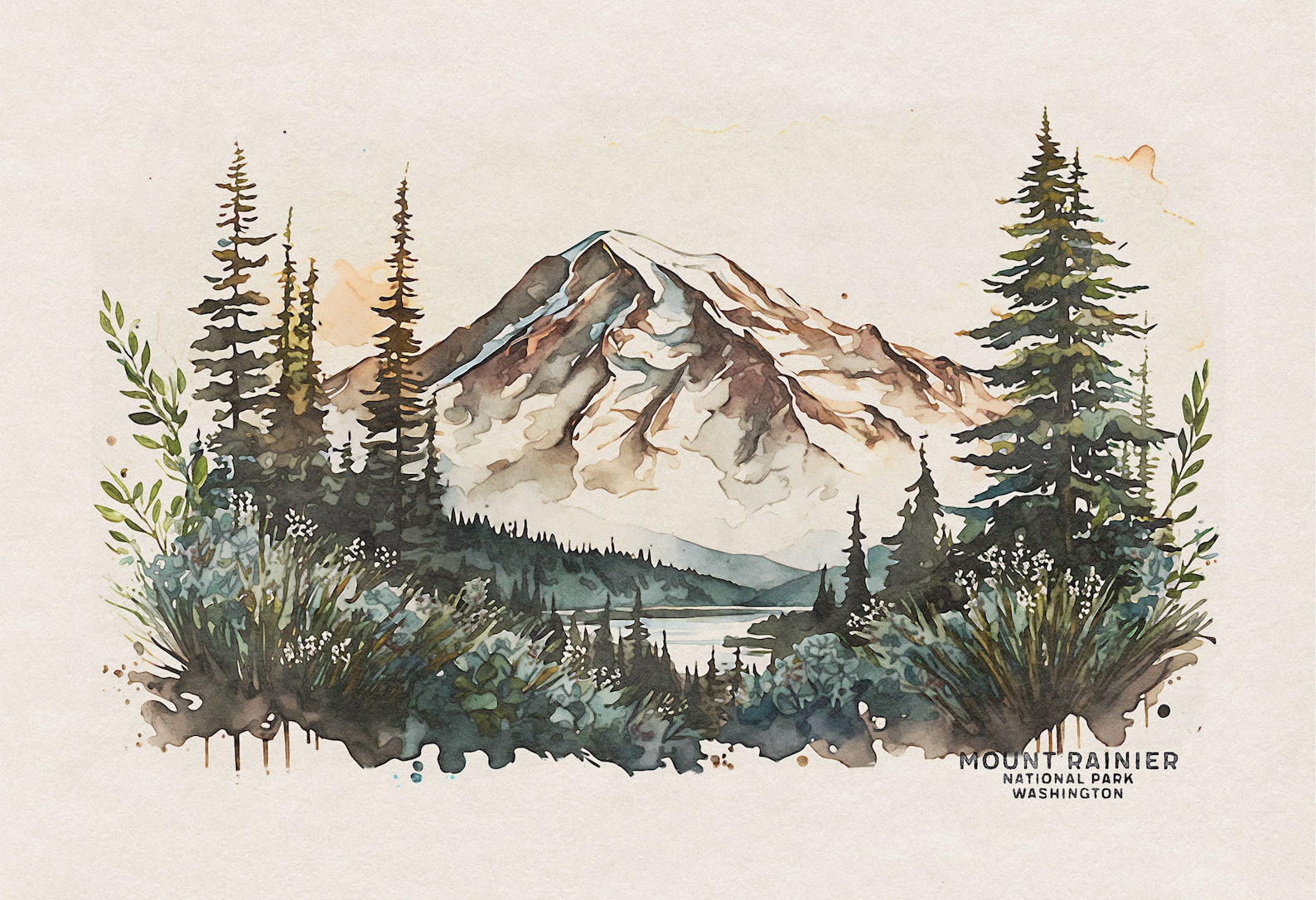 Mt Rainier Wall Art Print National Park Poster Mount Rainier - Etsy