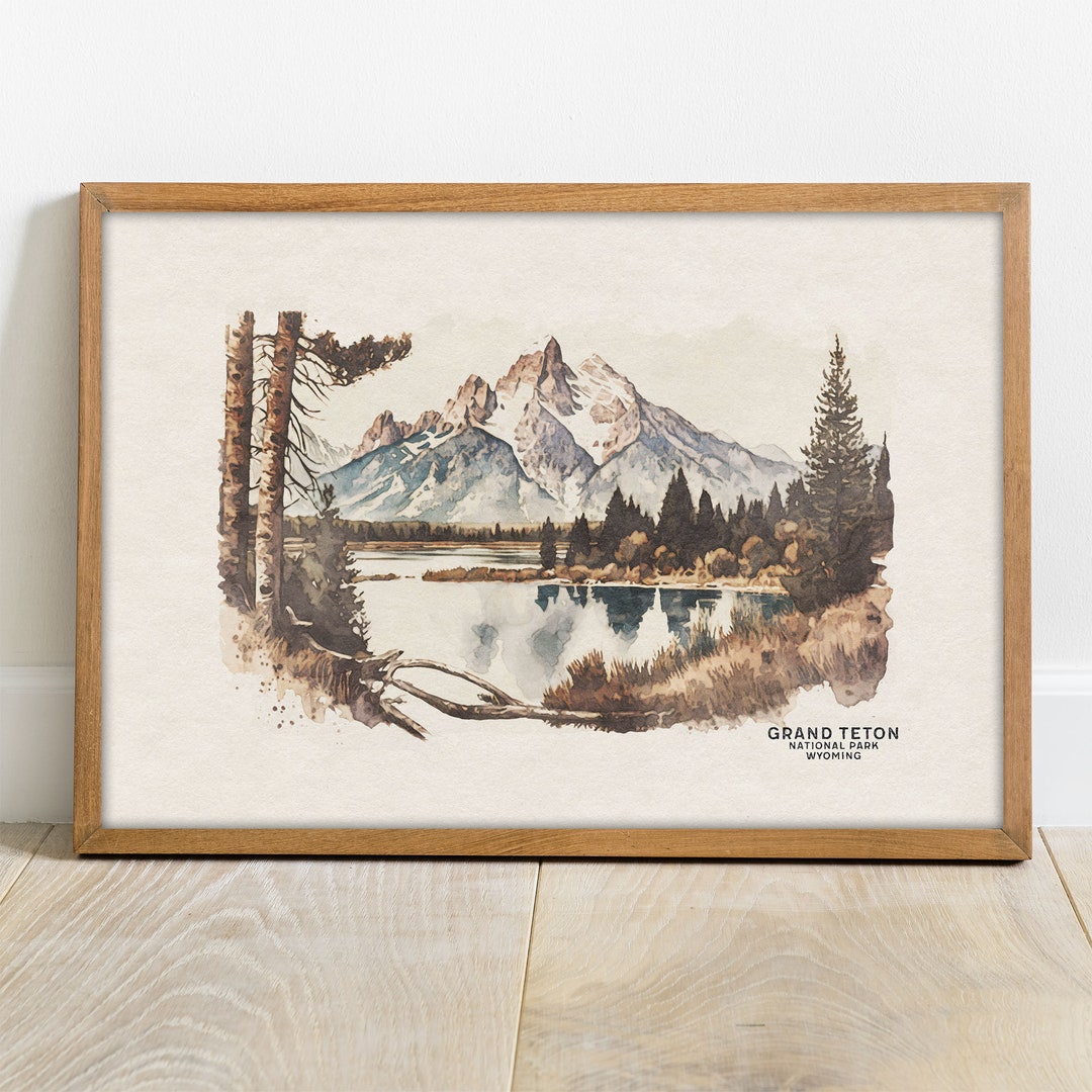 Grand Teton National Park Poster, Travel Poster, Grand Teton Wall Art ...