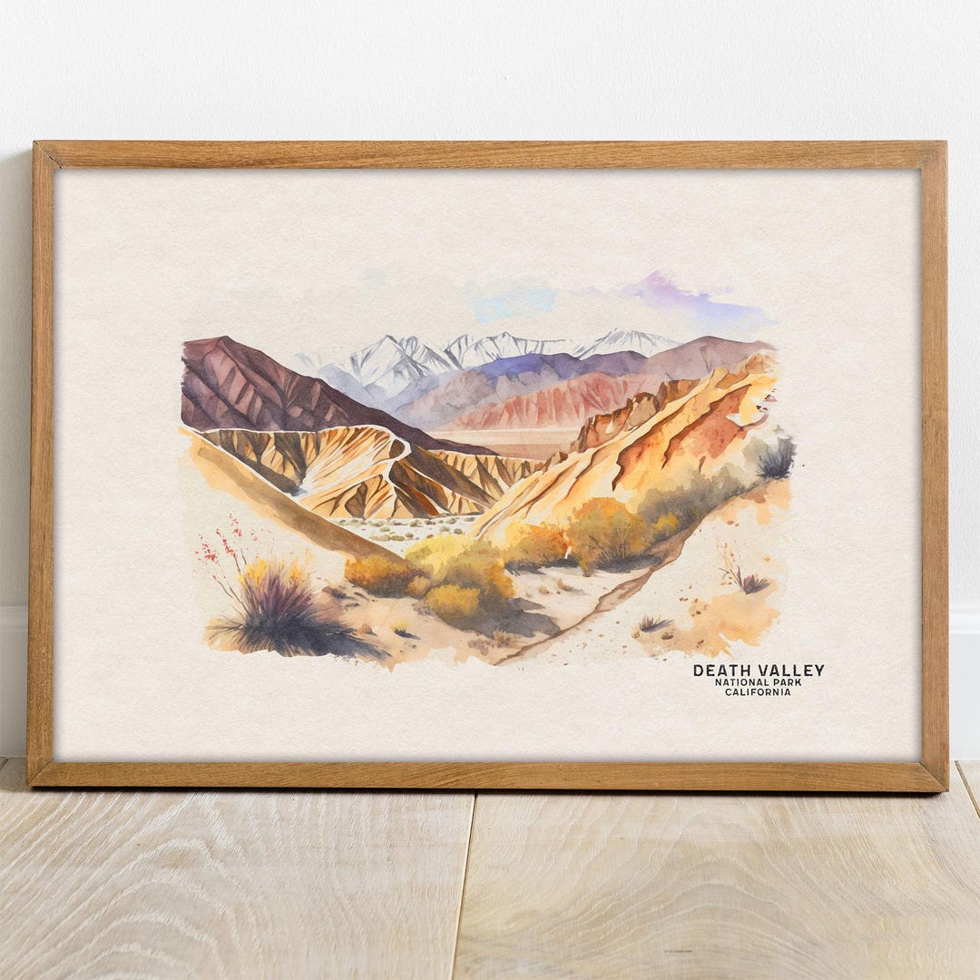 Death Valley National Park Poster, Watercolor Art Travel Poster ...
