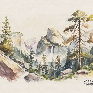 Yosemite National Park Poster, National Park Art Print, Travel Poster ...