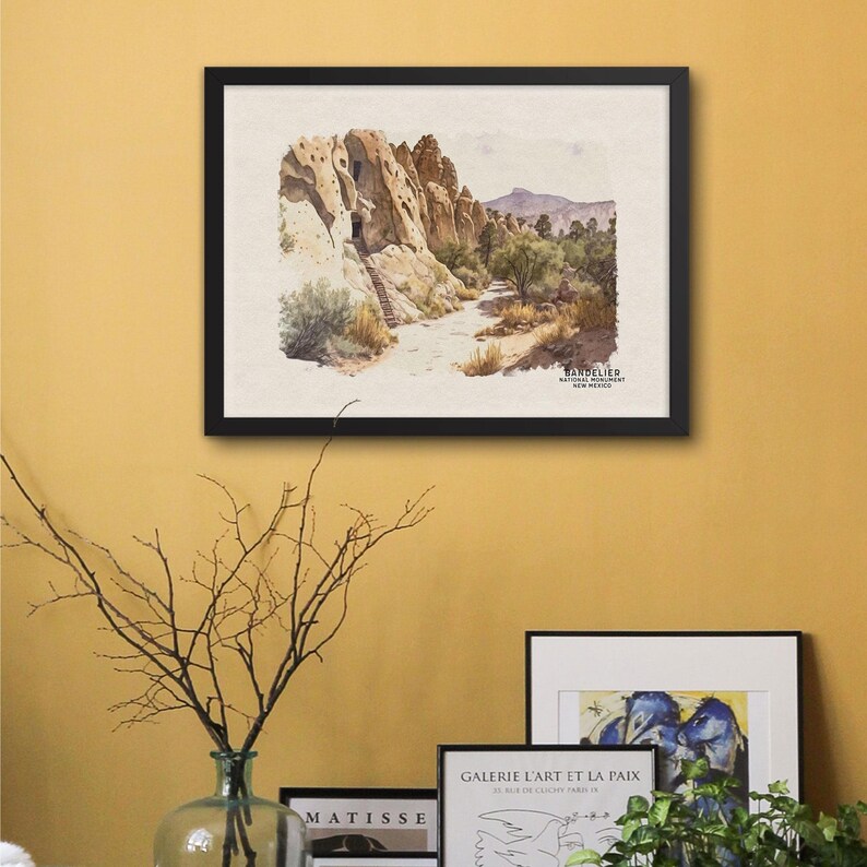 Bandelier National Monument Watercolor Art Print, Southwestern Decor ...