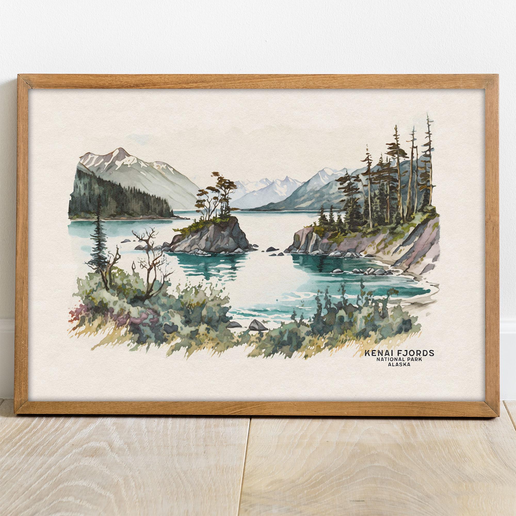 Kenai Fjords National Park Poster, Alaska Watercolor Painting - Etsy