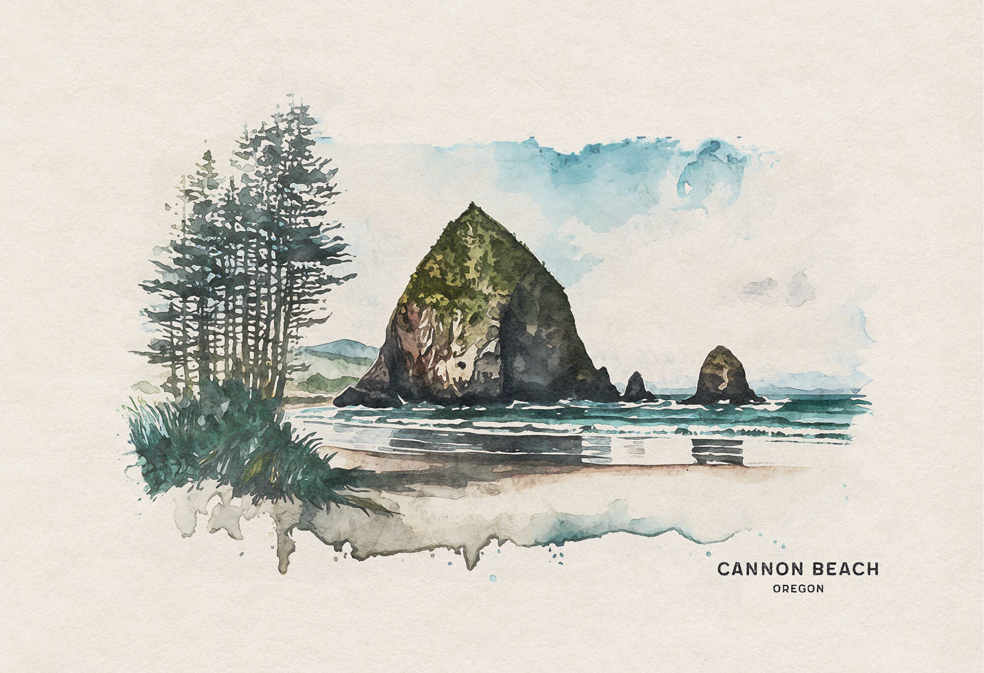 Cannon Beach Poster Beach House Decor Oregon Wall Art - Etsy