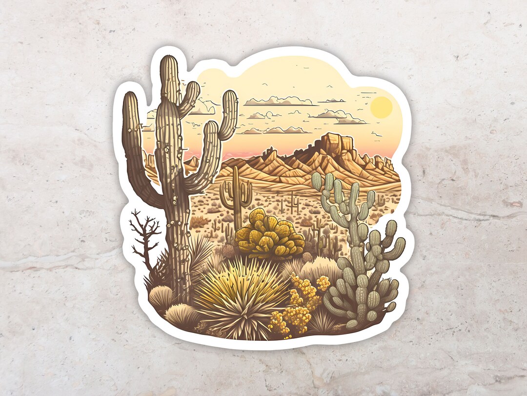 Desert Sticker, Cactus Sticker, Desert Landscape, Outdoors Sticker ...