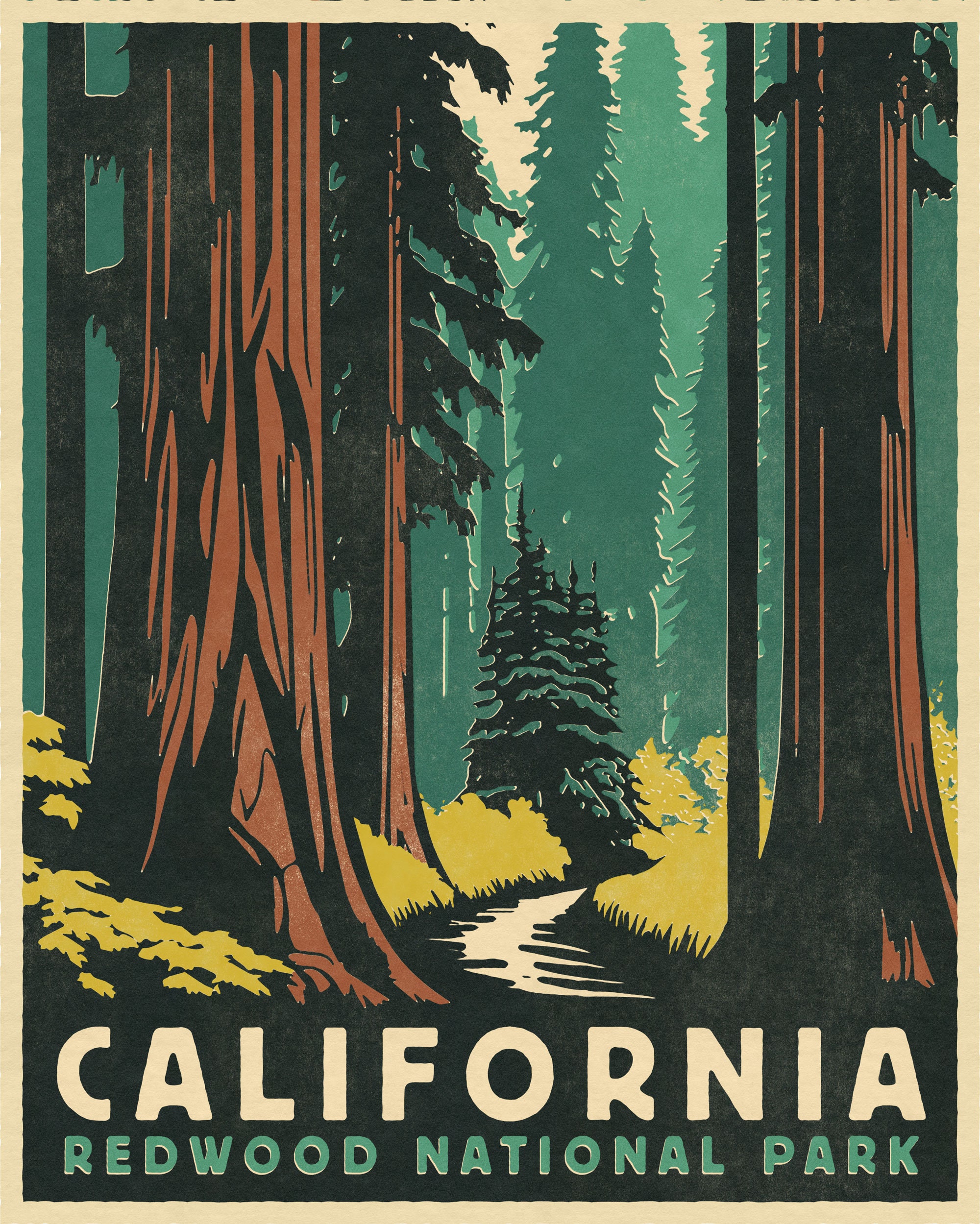 Redwood National Park Poster California Poster Retro Travel - Etsy