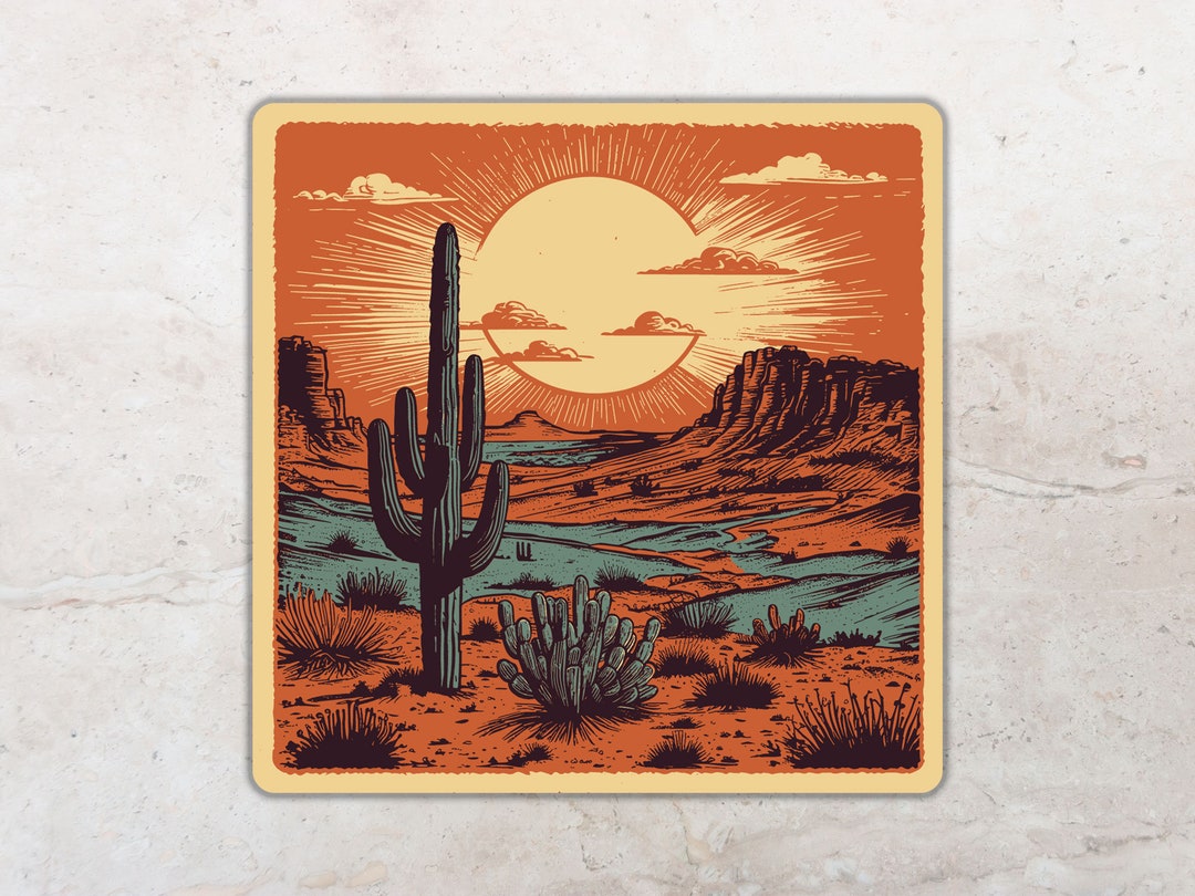 Desert Sticker, Cactus Sticker, Western Decor, Boho Art, Camping Gift ...