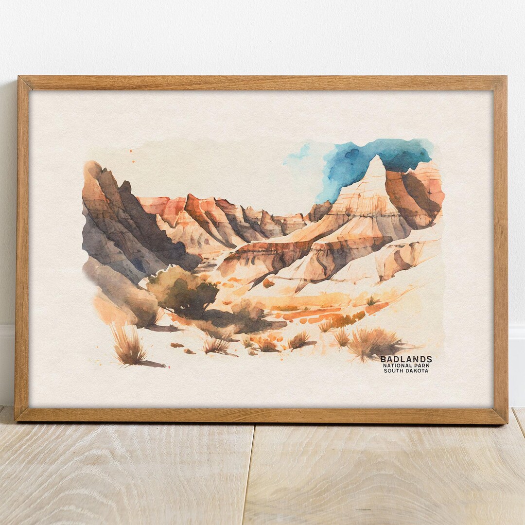 Badlands National Park Poster, South Dakota Art, Badlands Wall Art ...