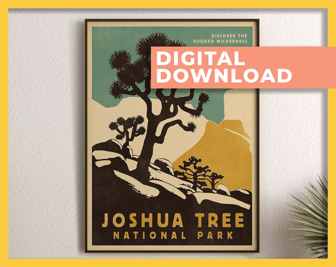 Joshua Tree Art, National Park Poster, Retro Travel Poster, Joshua Tree ...