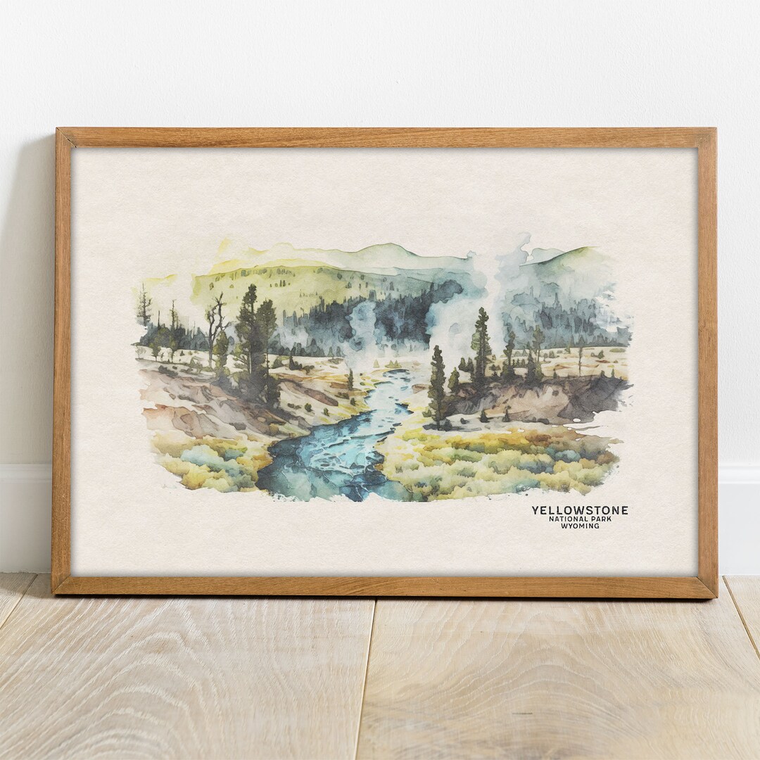 Yellowstone National Park Poster, Travel Poster, Yellowstone Art Print ...