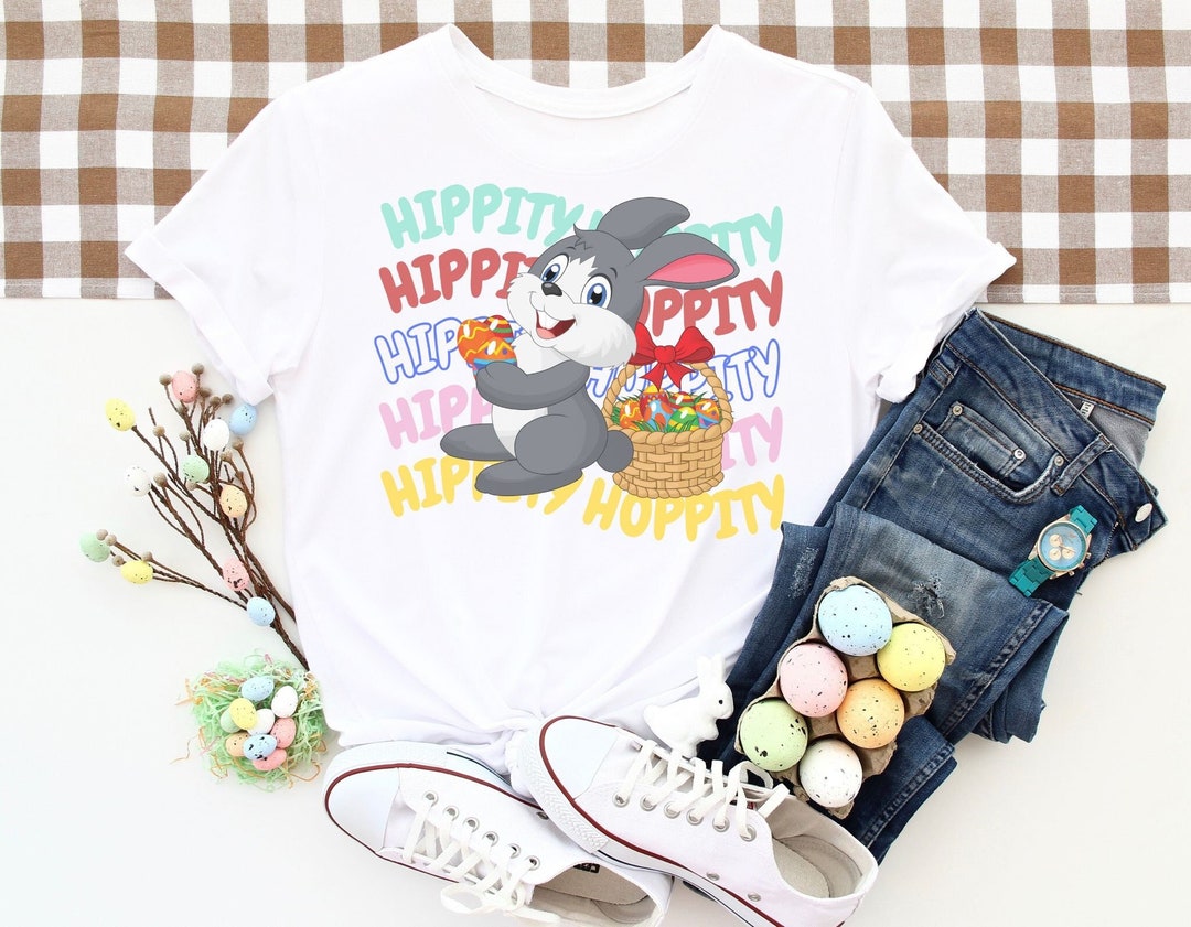 Hippity Hoppity Bunny Tshirt|easter Funny Bunny/colorful Eggs/cute/cool ...