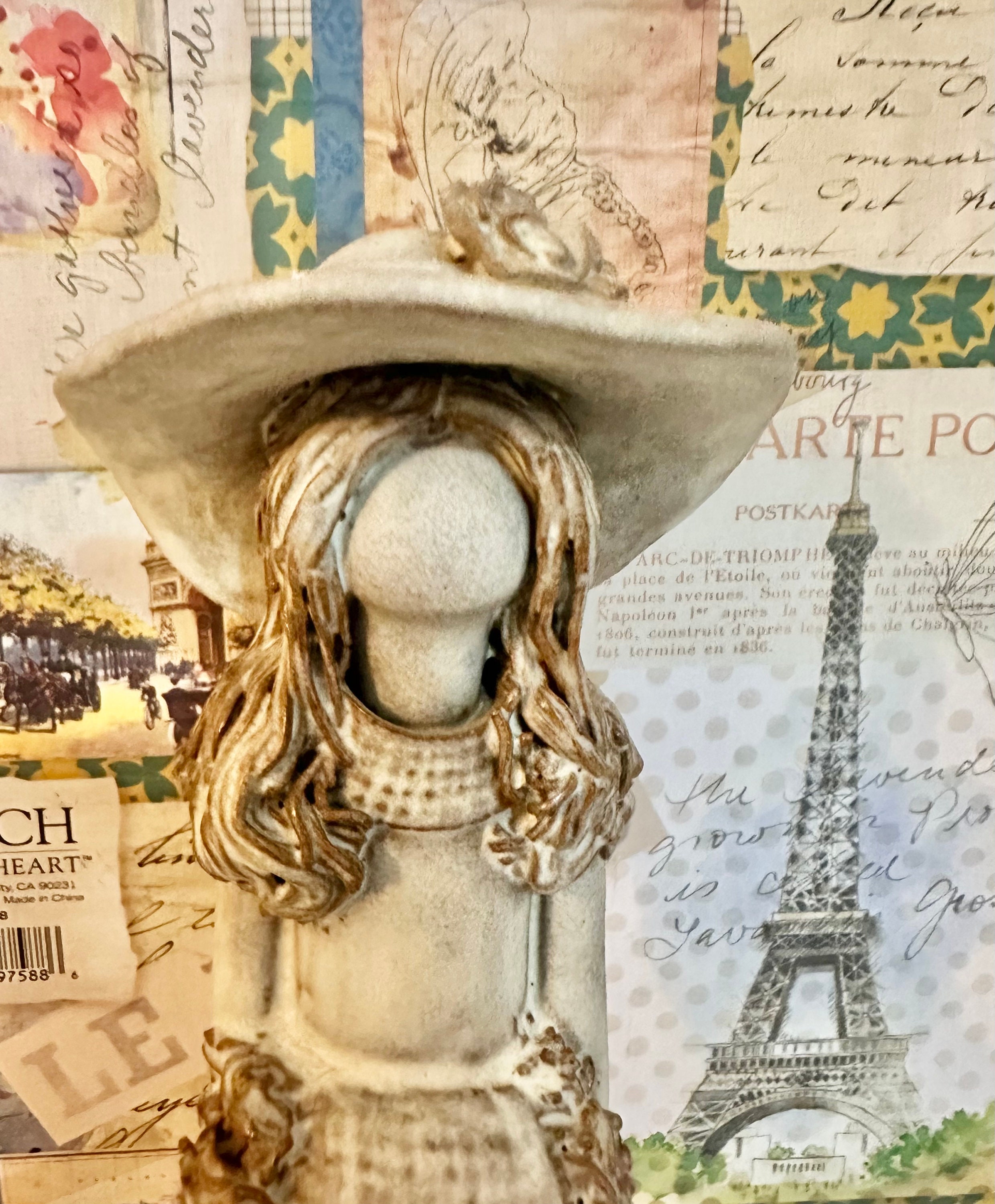 Faceless Lady Studio Pottery. Lady With Big Hat and Hand Warmer ...