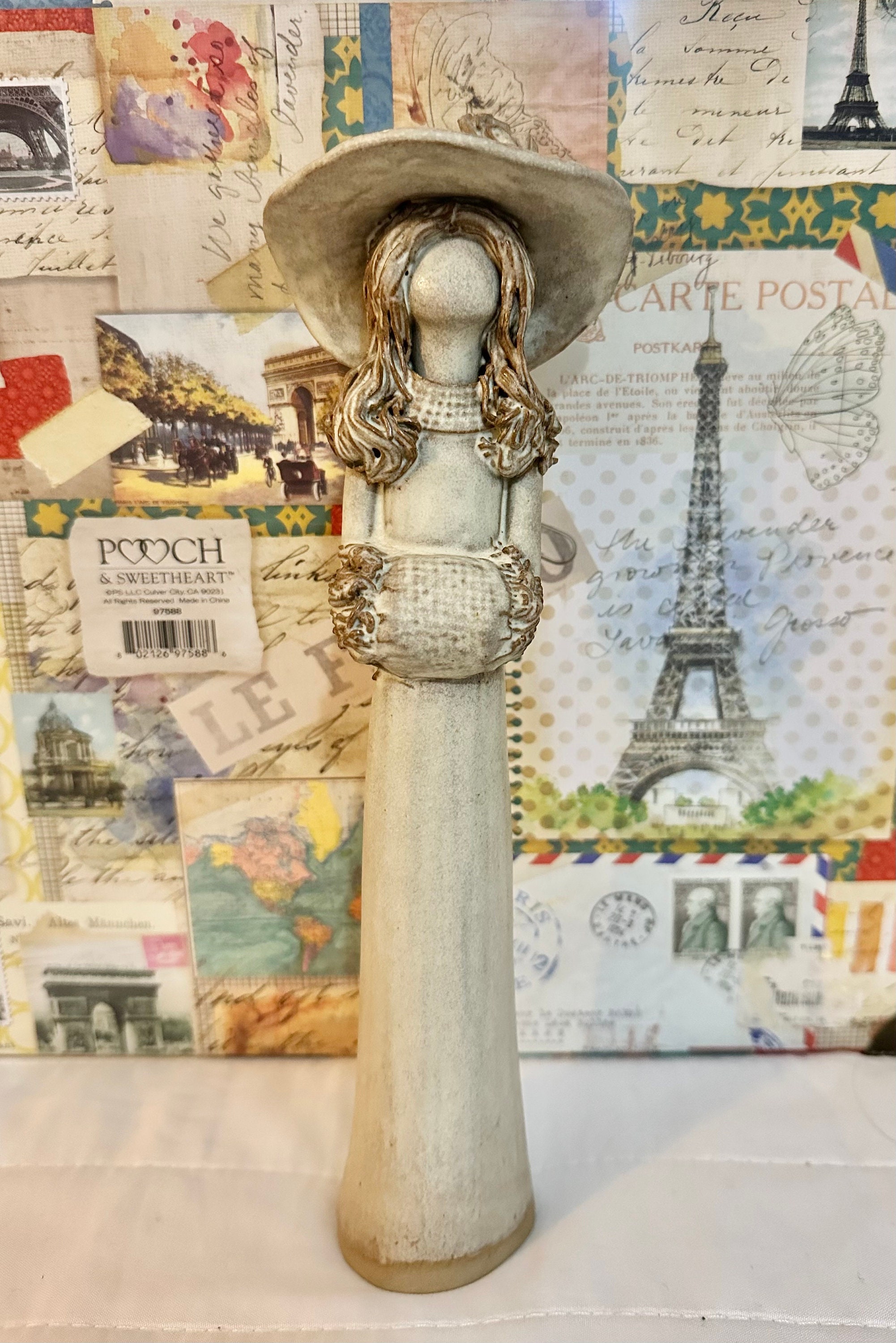 Faceless Lady Studio Pottery. Lady With Big Hat and Hand Warmer ...