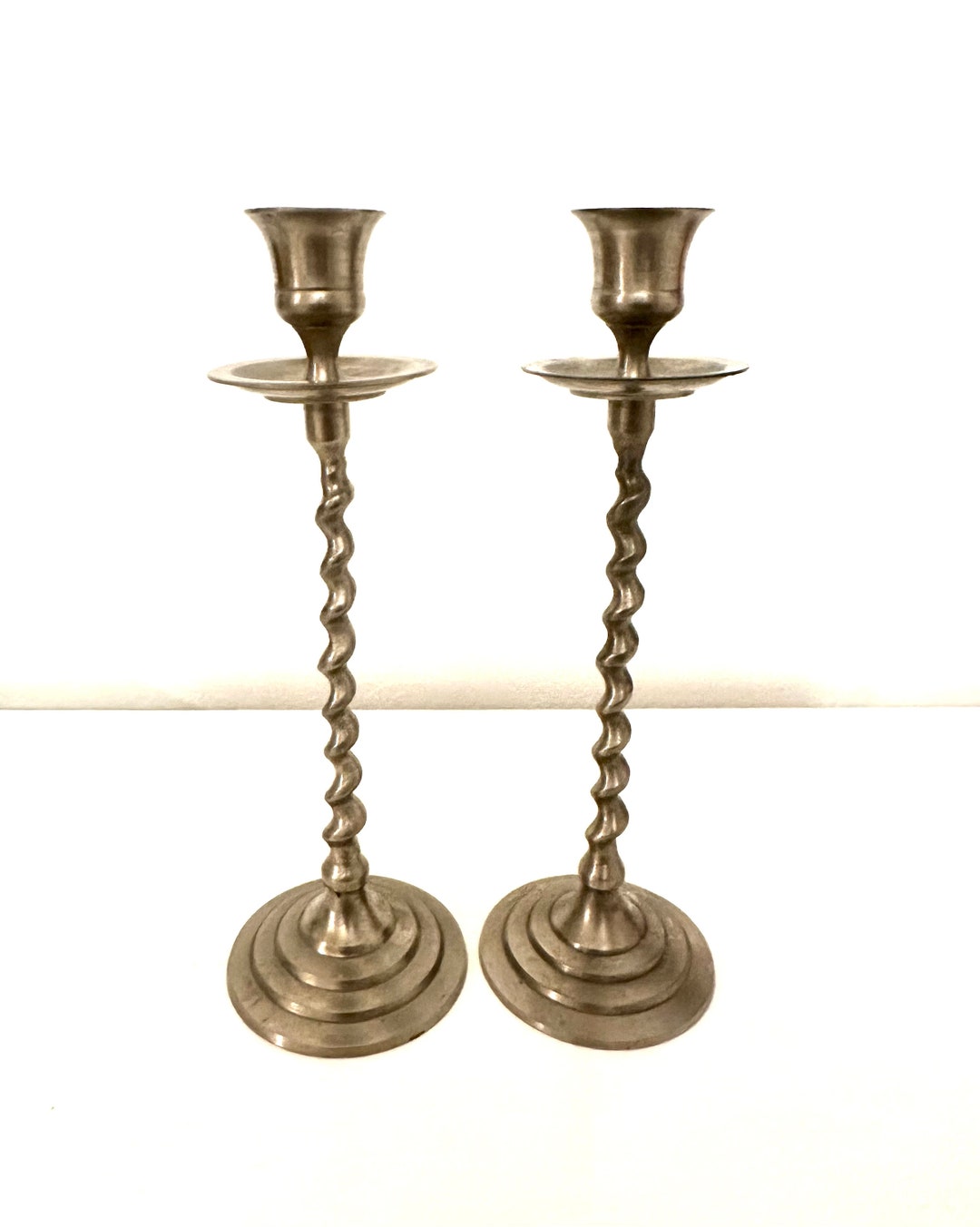 Pair of Vintage Barley Twist Silver Metal Candleholders. - Etsy