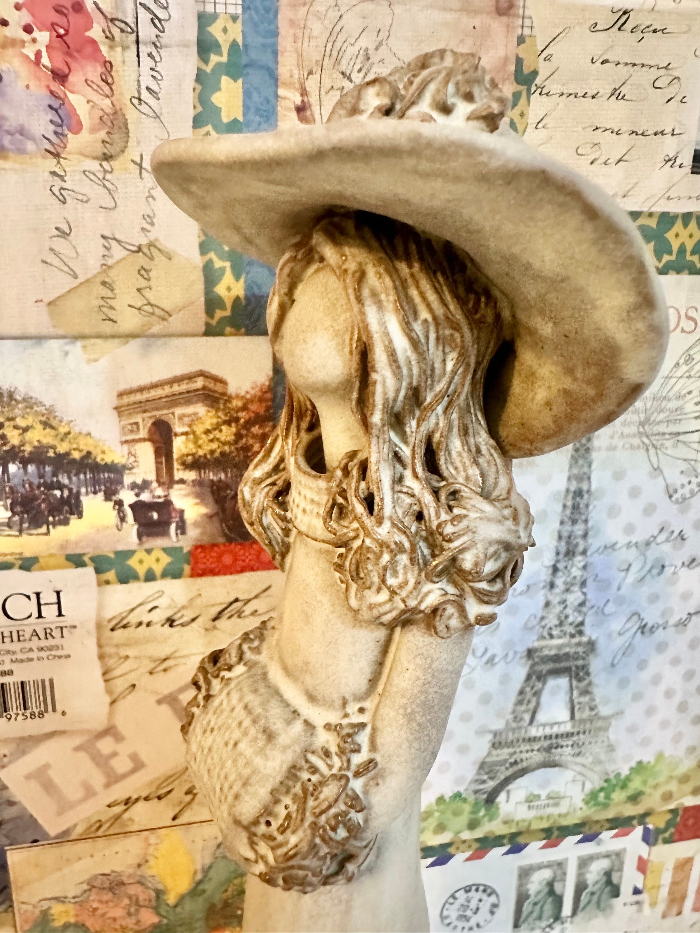 Faceless Lady Studio Pottery. Lady With Big Hat and Hand Warmer ...