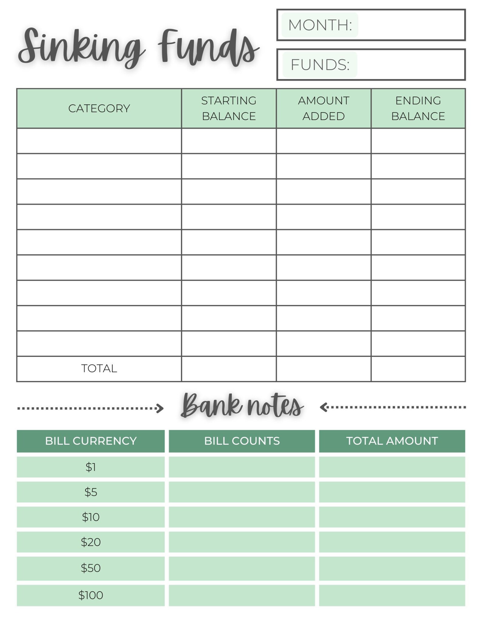 Digital Sinking Funds Tracker Printable Sinking Funds - Etsy