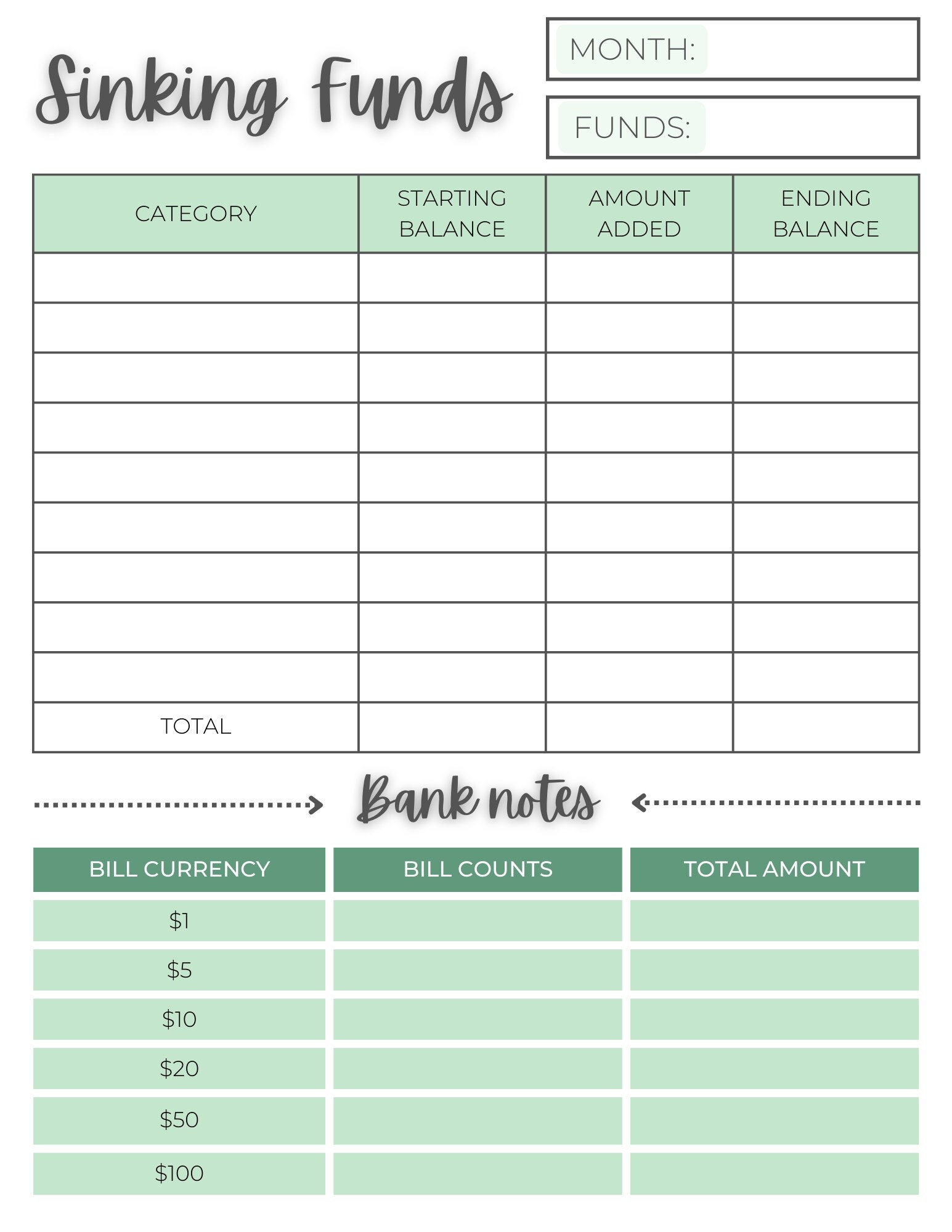 Digital Sinking Funds Tracker Printable Sinking Funds - Etsy