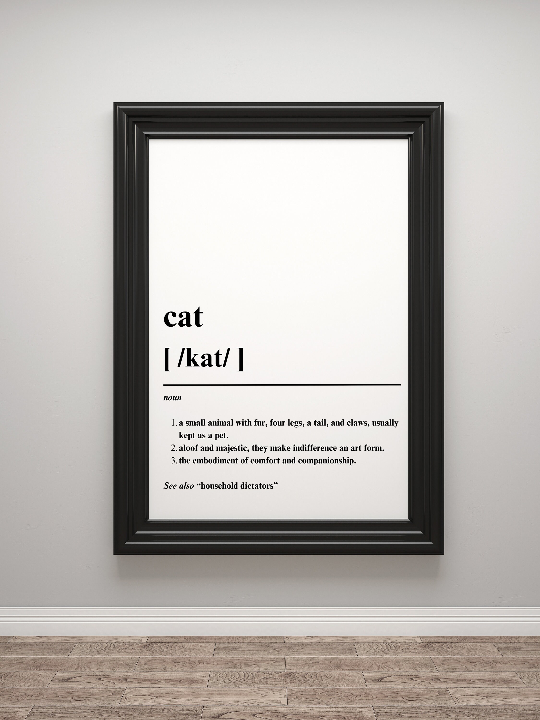 Cat Definition Print Printable Wall Art Minimalist Decor Cat Lovers Cat ...