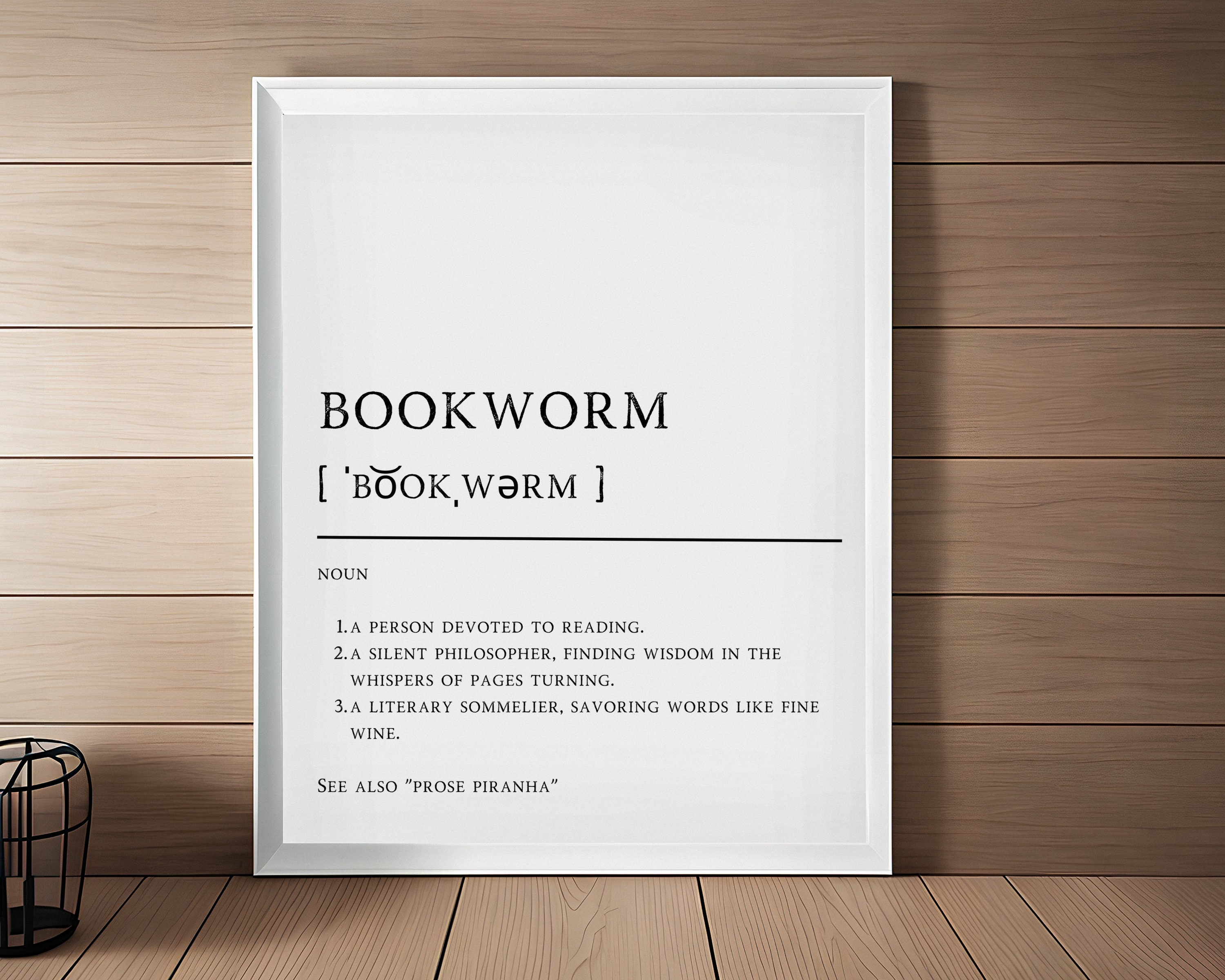 Bookworm Definition Print Printable Wall Art Minimalist Decor Book ...