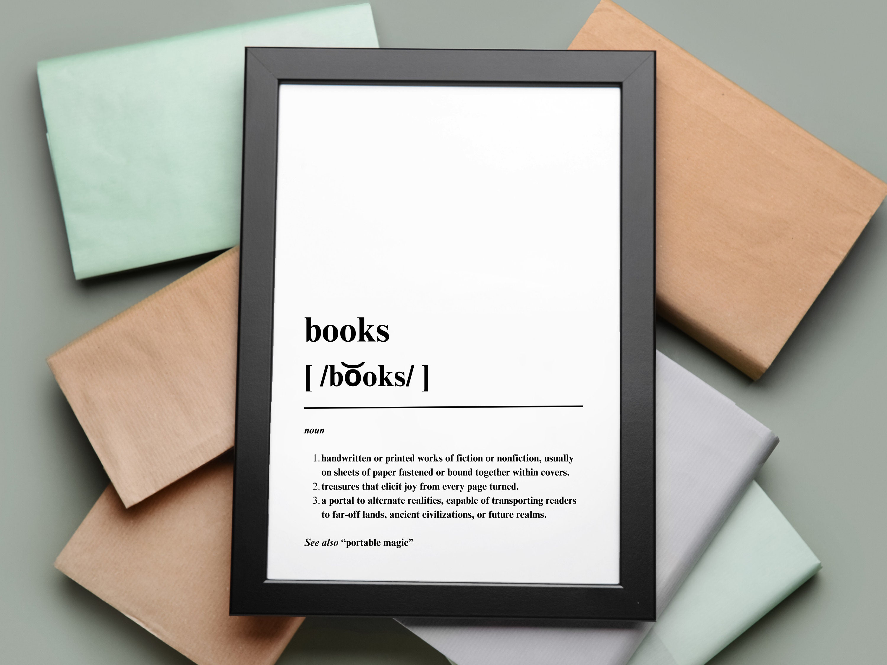 Books Definition Print Printable Wall Art Minimalist Decor Book Lovers ...