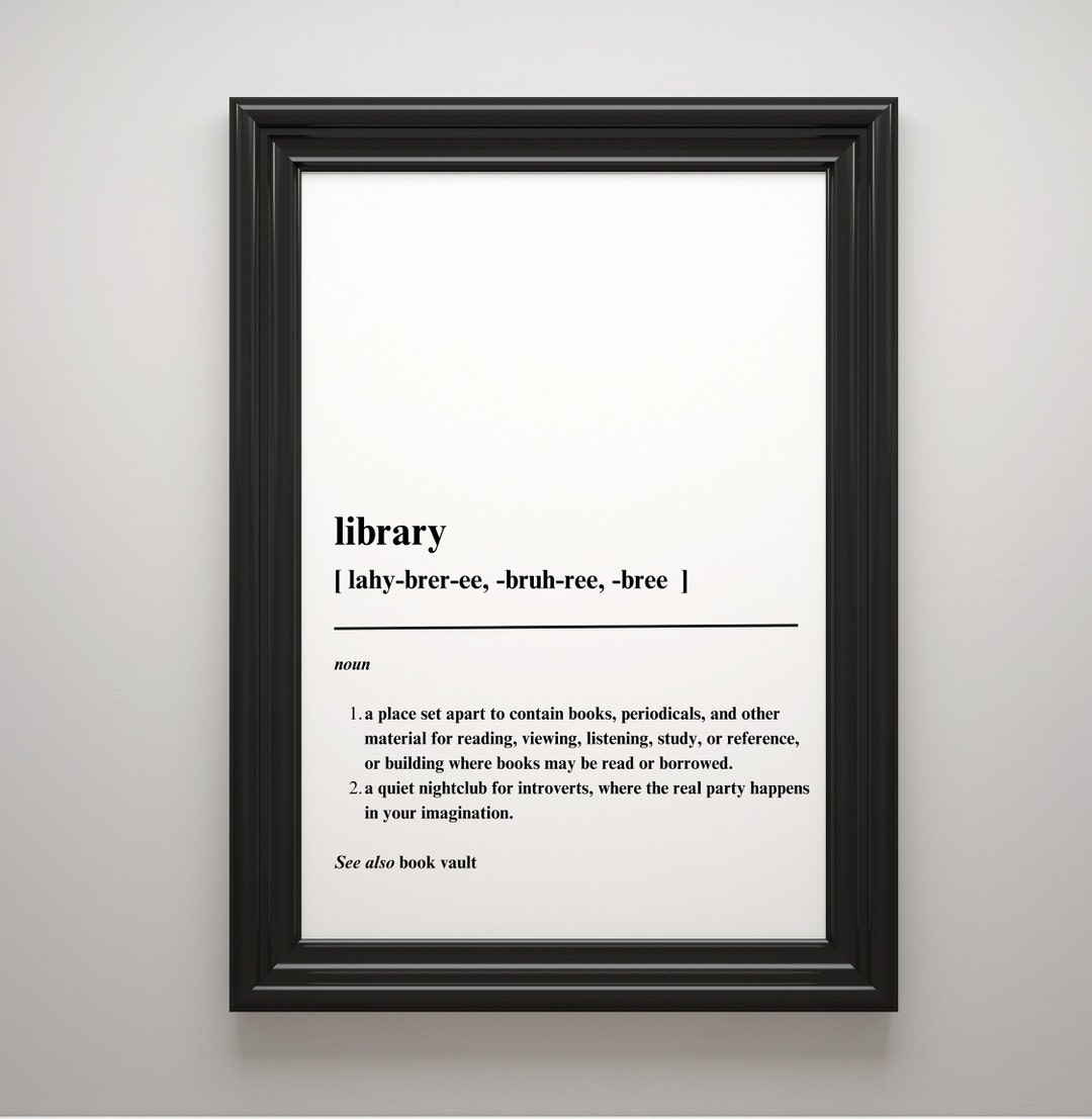 Library Definition Print Printable Wall Art Minimalist Decor Book ...