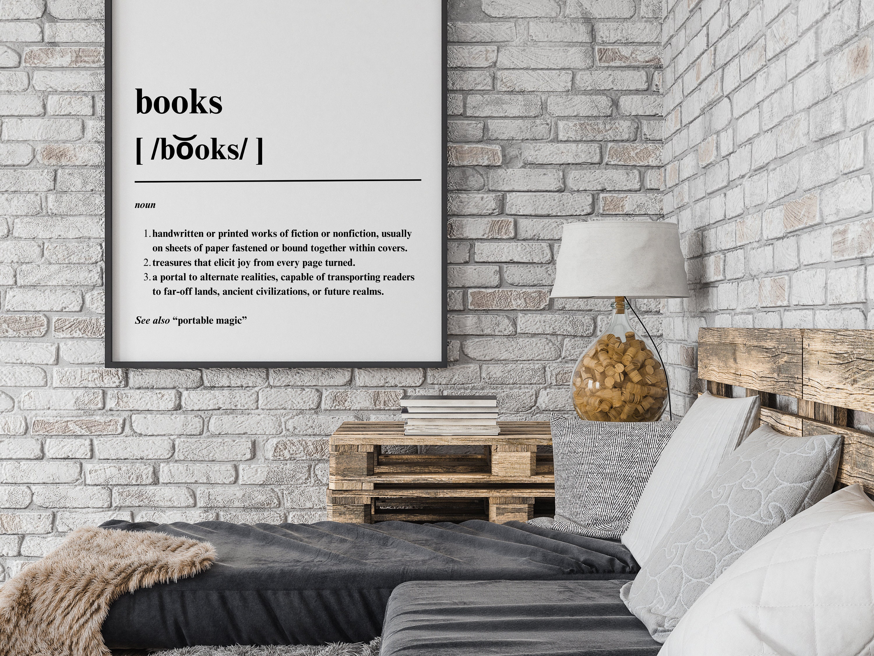 Books Definition Print Printable Wall Art Minimalist Decor Book Lovers ...