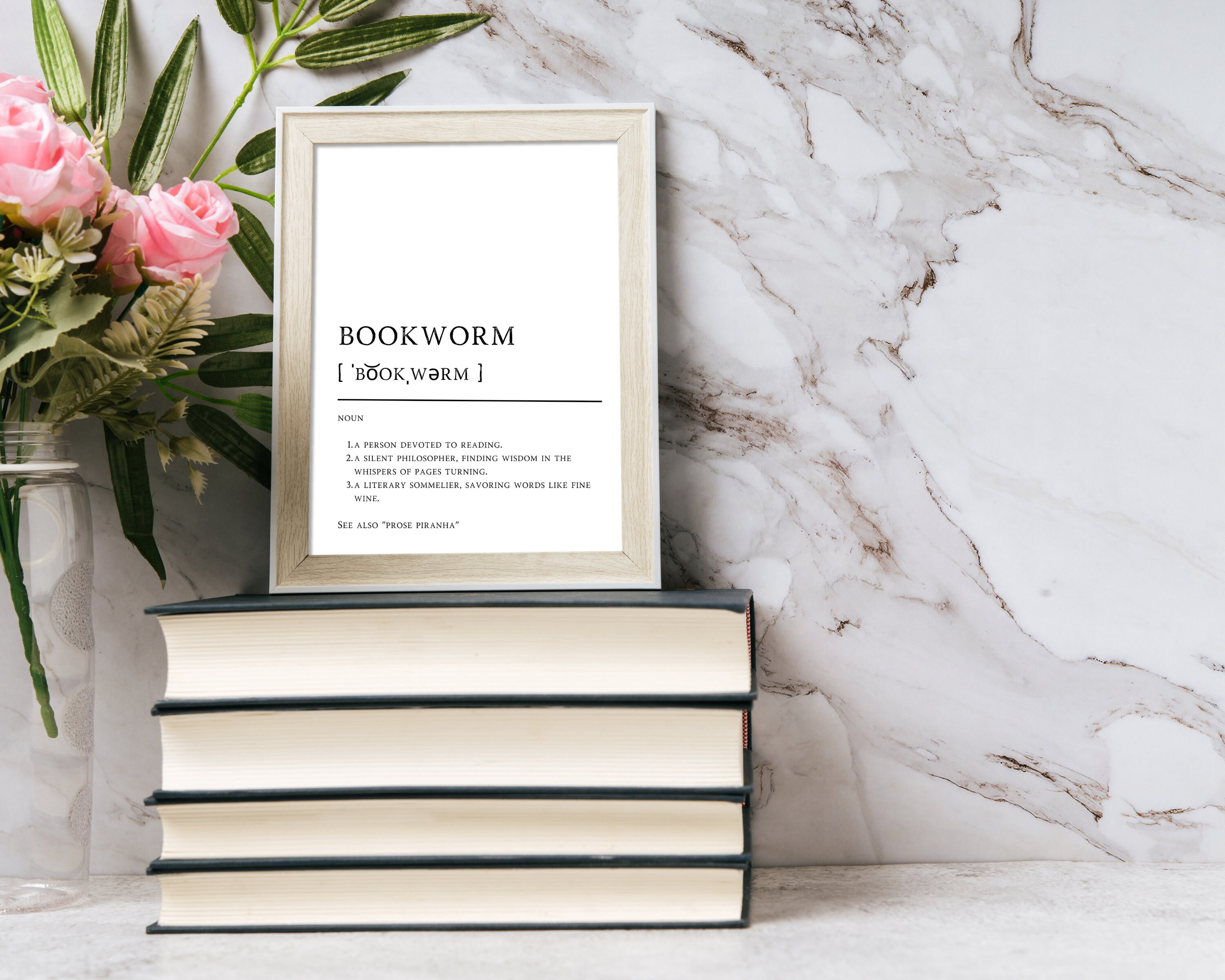 Bookworm Definition Print Printable Wall Art Minimalist Decor Book ...