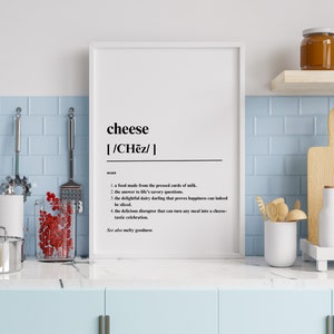Cheese Definition Print Printable Wall Art Minimalist Decor Cheese ...