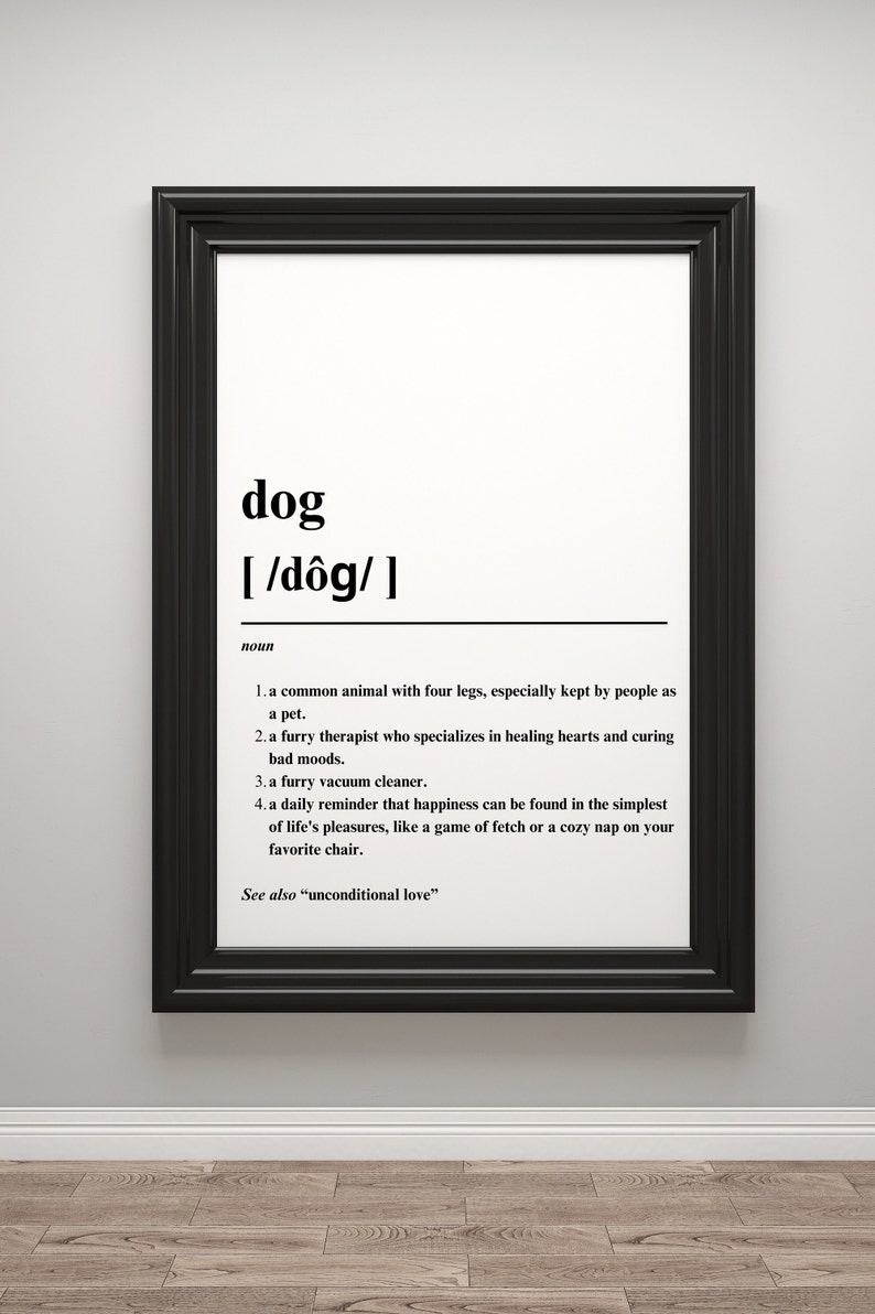 Dog Definition Print Printable Wall Art Minimalist Decor Dog Lovers Dog ...