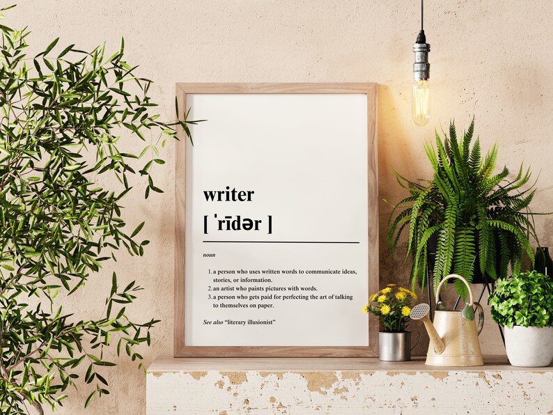 Writer Definition Print | Minimalist Literary Wall Art (digital ...