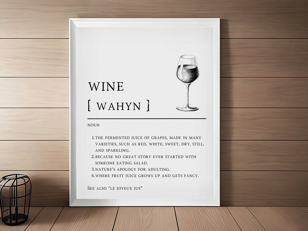 Wine Definition Print | Printable Boho Wall Art | Minimalist Decor ...