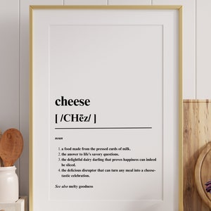 Cheese Definition Print Printable Wall Art Minimalist - Etsy
