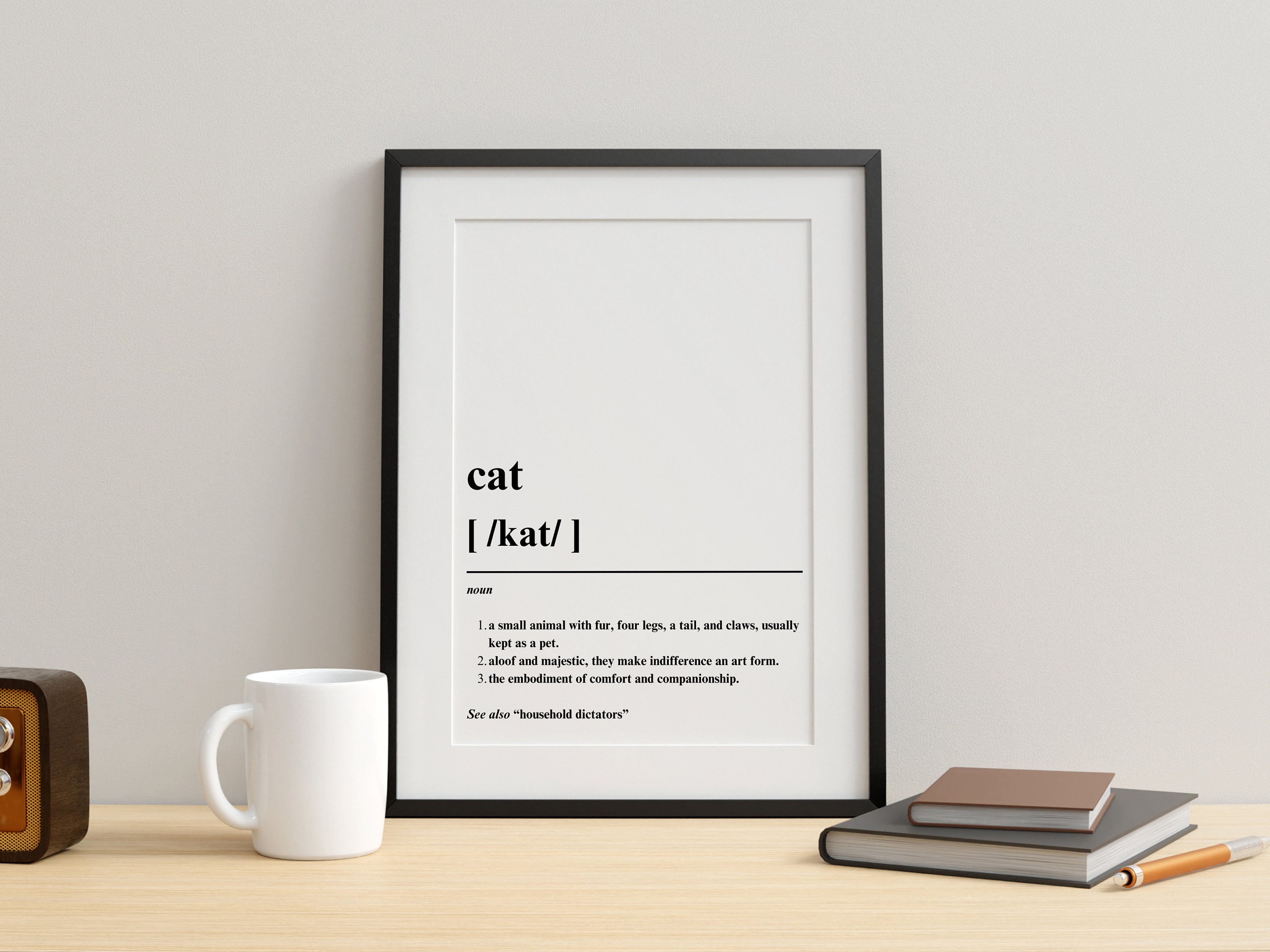 Cat Definition Print Printable Wall Art Minimalist Decor Cat Lovers Cat ...