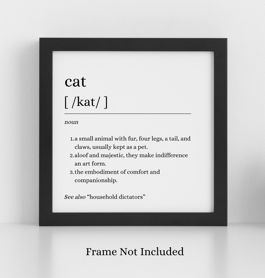 Cat Definition Print Square 8x8 6x6 5x5 4x4 Square Printed Wall Art ...