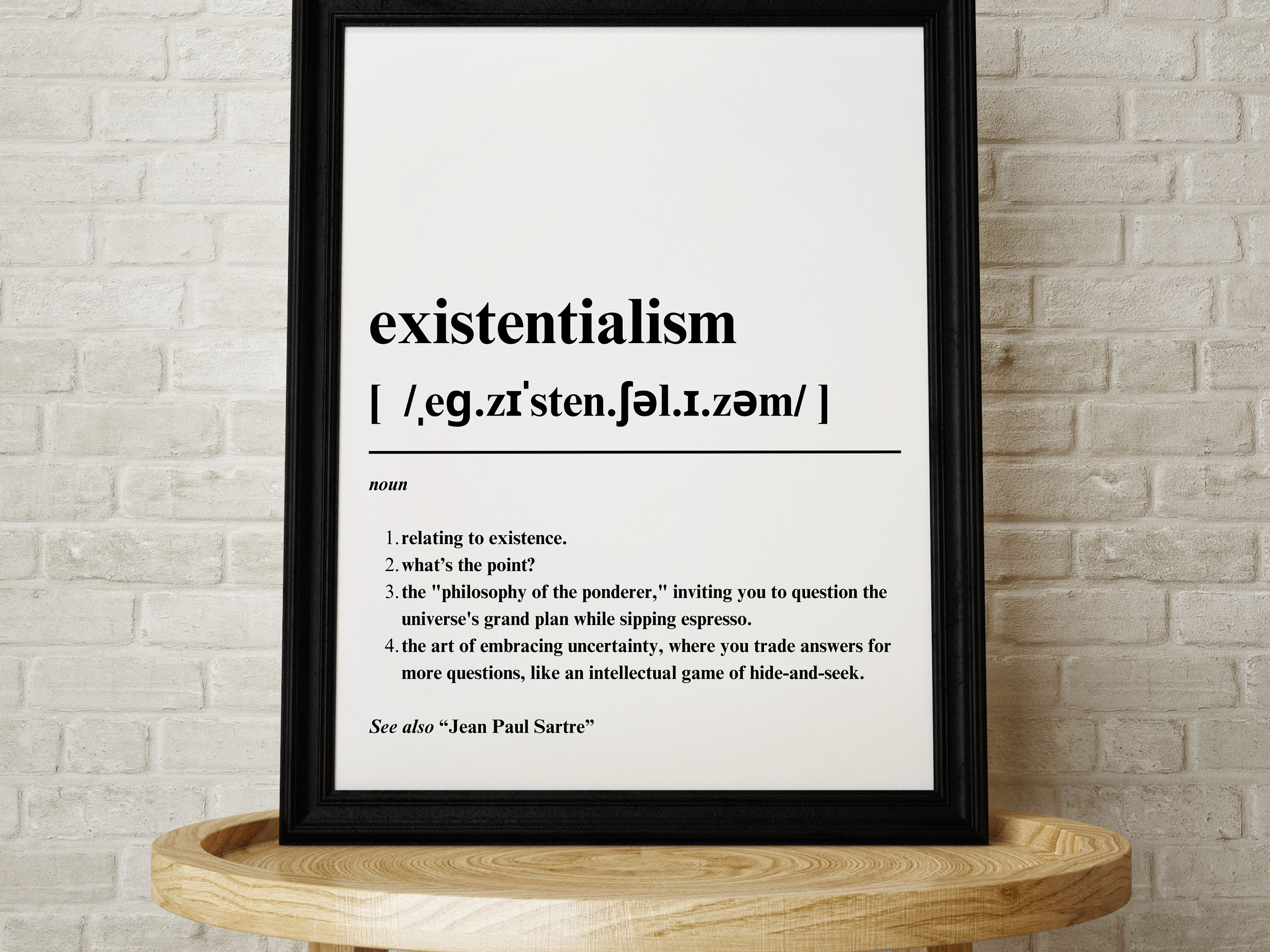 Existentialism Definition Print Printable Wall Art - Etsy