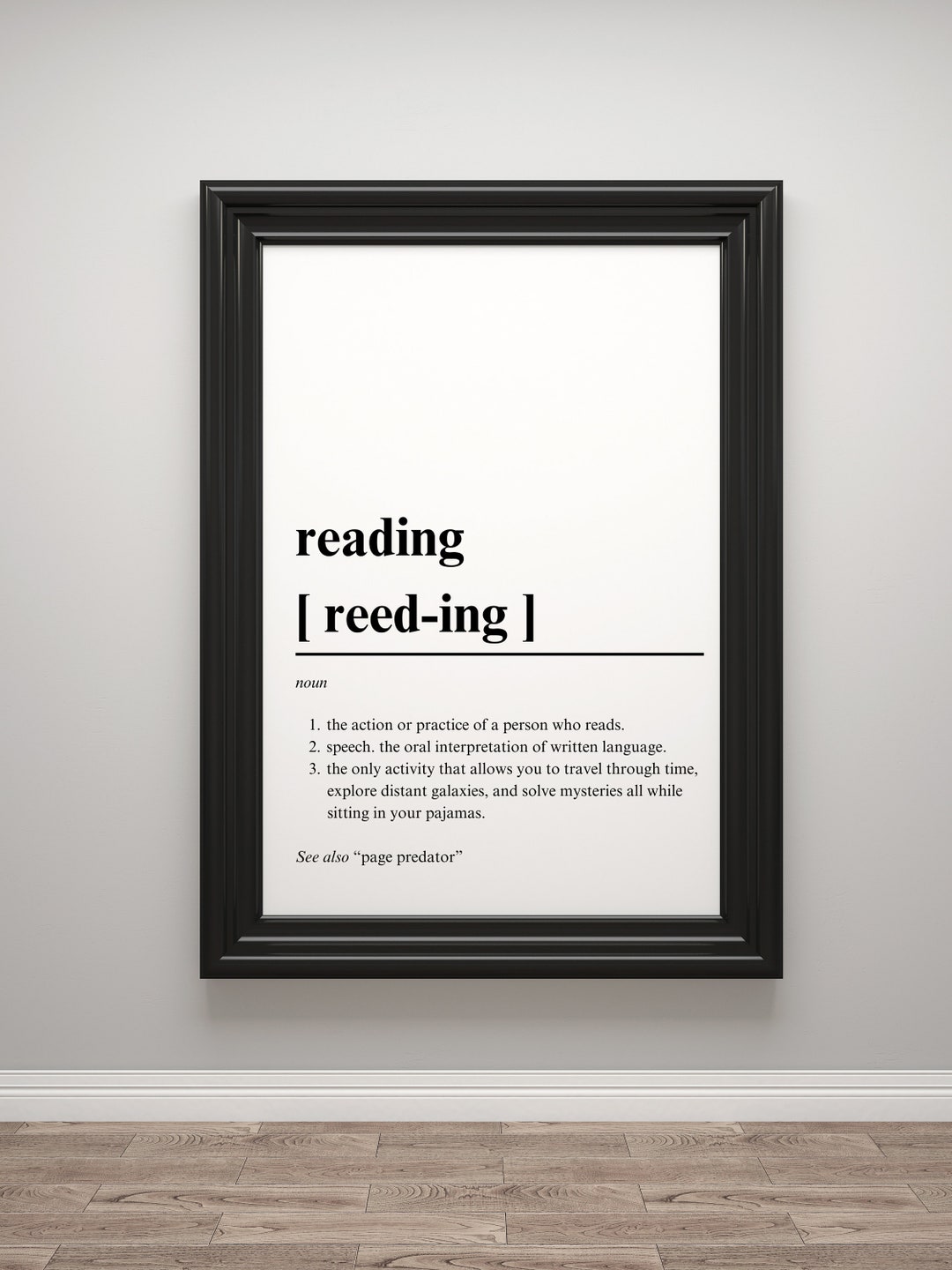 Reading Definition Print | Printable Wall Art | Minimalist Decor | Book ...