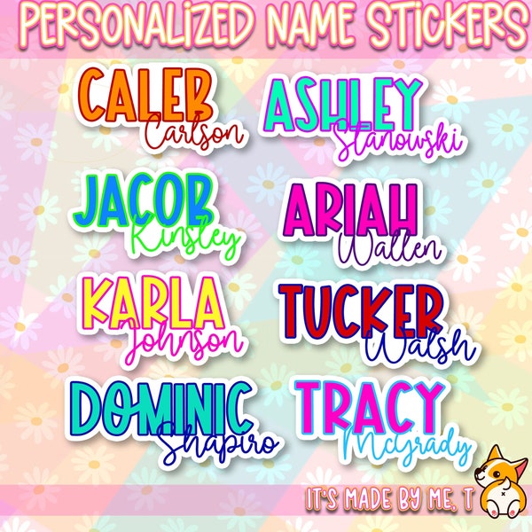 Preppy Name Stickers - Etsy