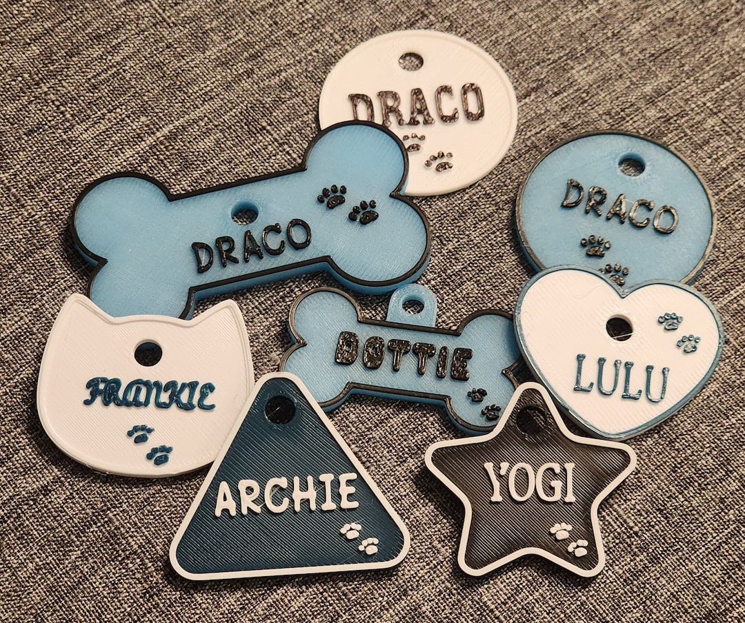 3D Printed Personalized Dog Tags | Pet Tags | Cat Tags | Custom Pet ID ...