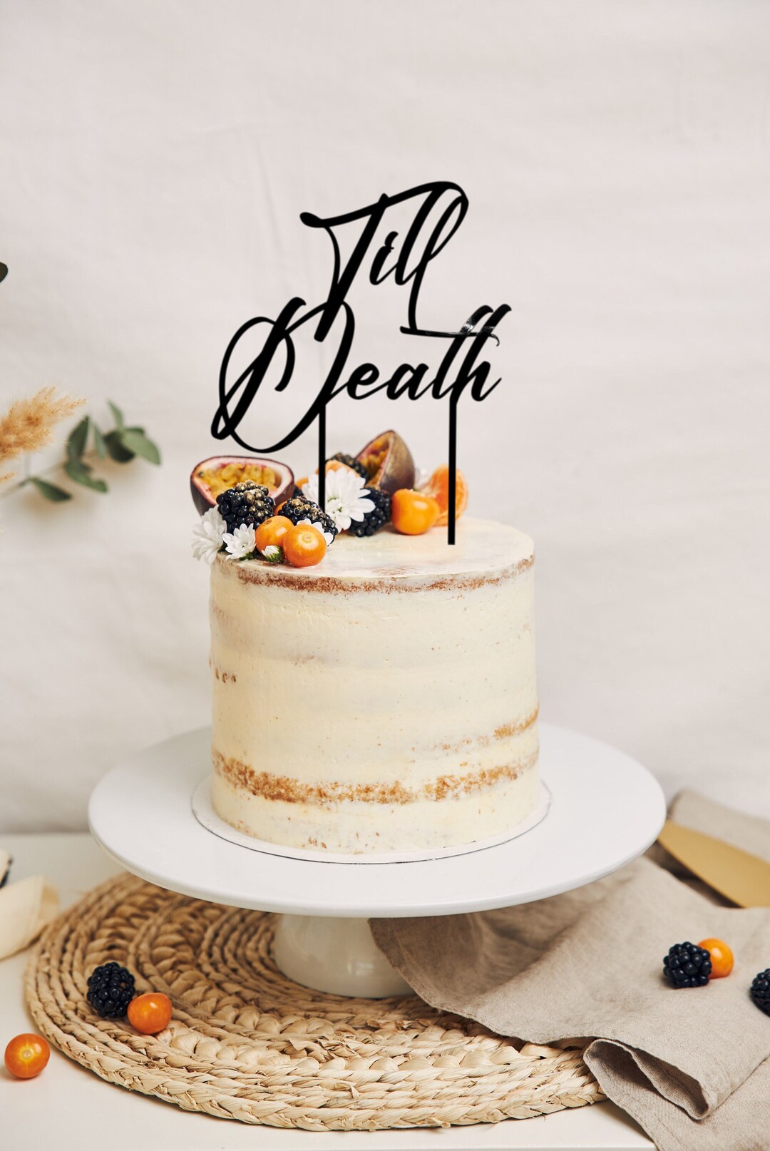 Till Death Cake Topper Black or GOLD MIRROR Acrylic Sign Wedding Decor ...