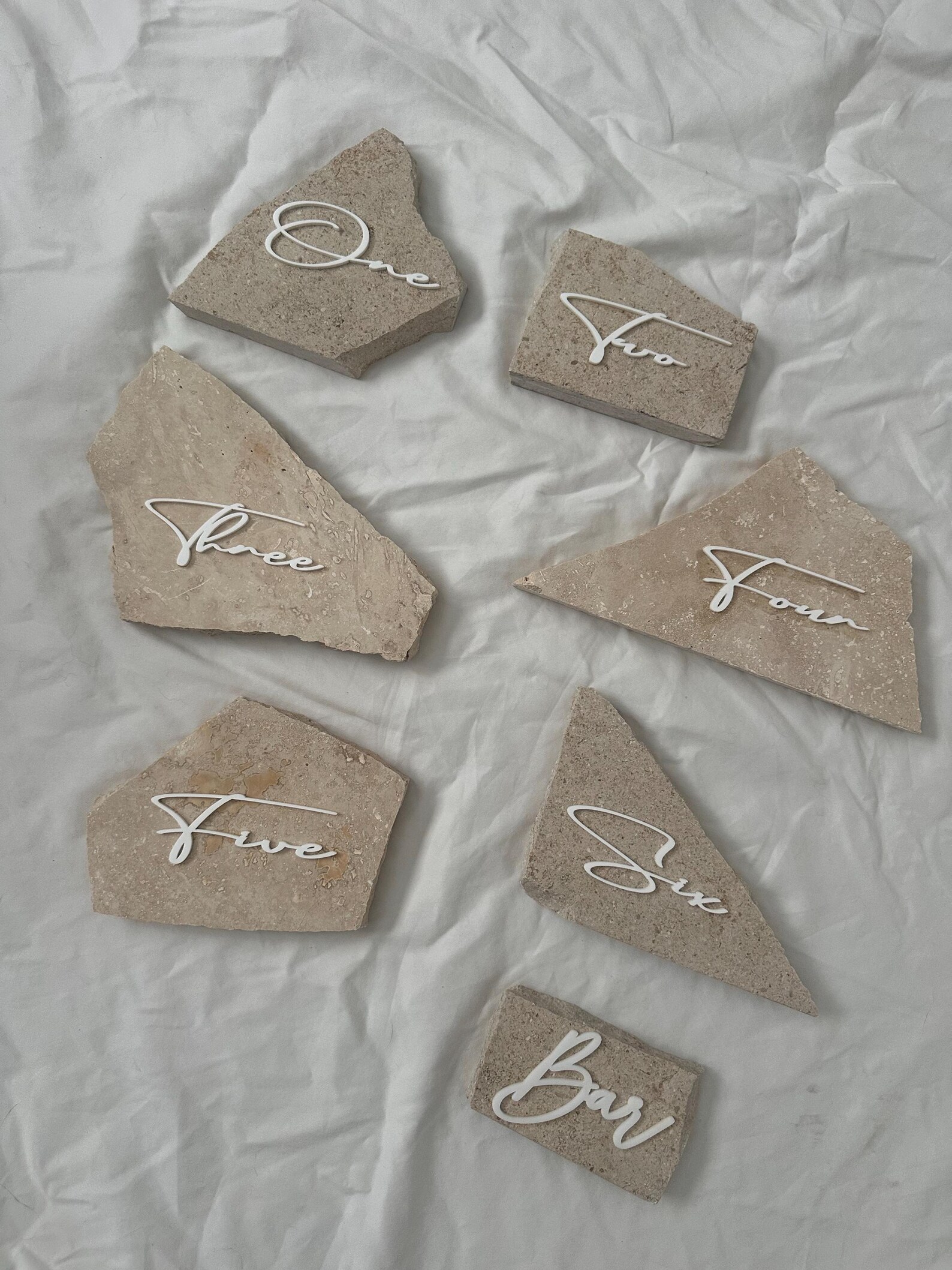 Travertine Wedding Table Number Set 1-6 and Bar Sign - Etsy