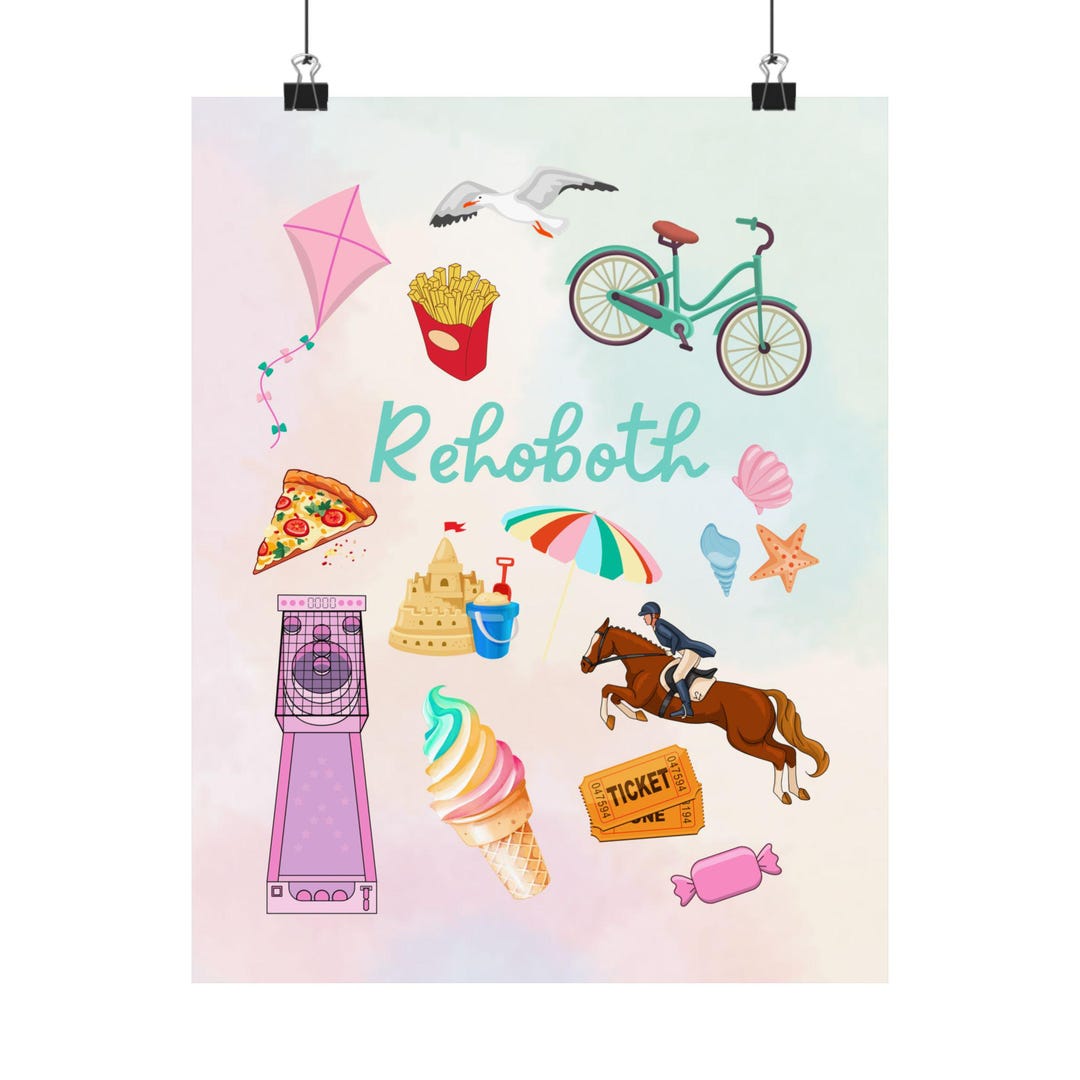 Matte Vertical Rehoboth Beach Collage Illustration Poster - Etsy