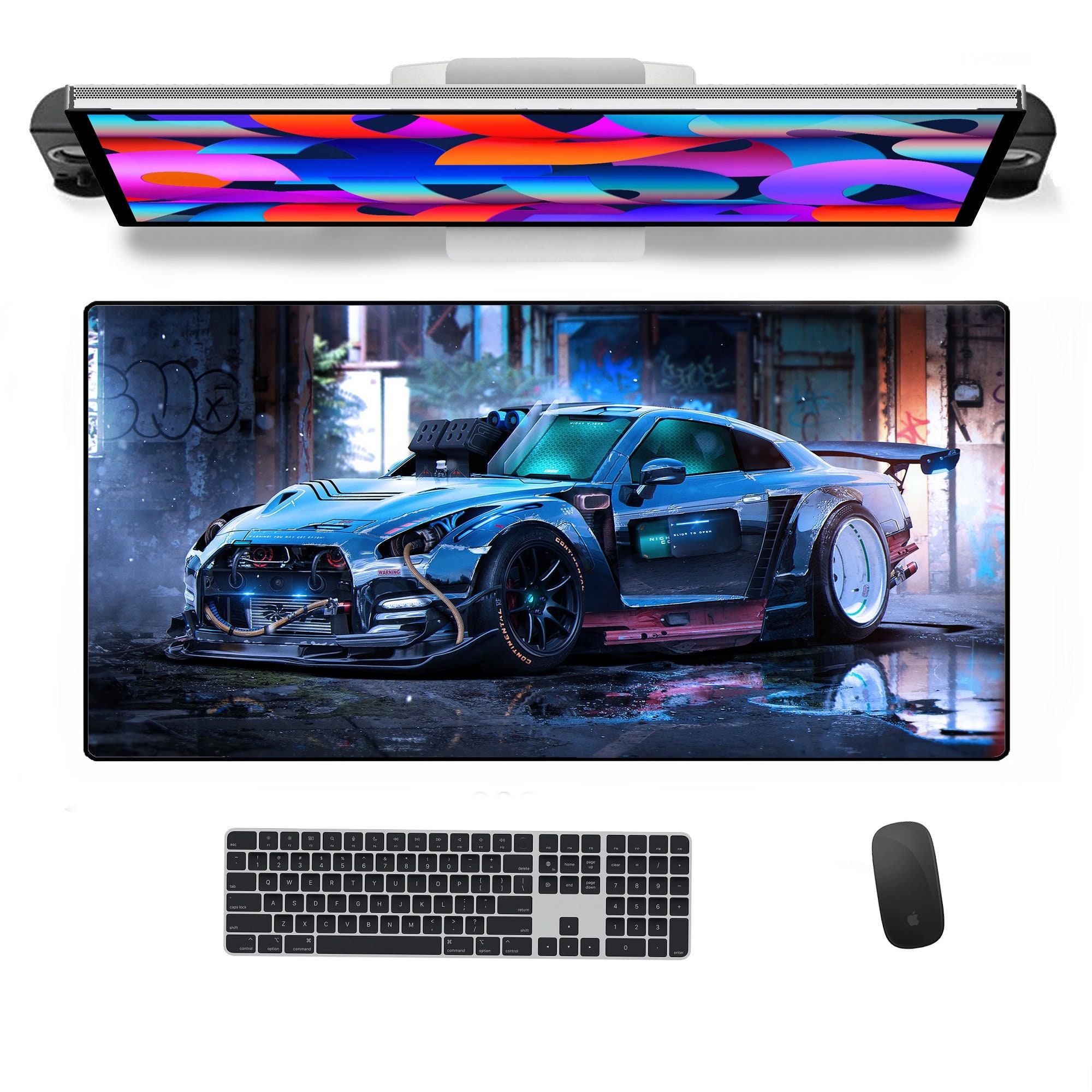Big Gaming XXL Mouse Pad Desk Mat Mousepad GTR R35 Cyberpunk Neon Car Home Office Minimalist ...